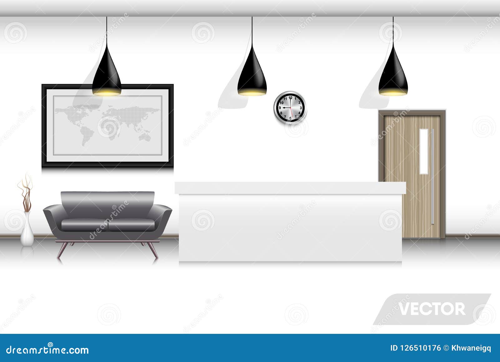 Reception Lobby and Interior Decorative Design, Vector, Illustra Stock ...