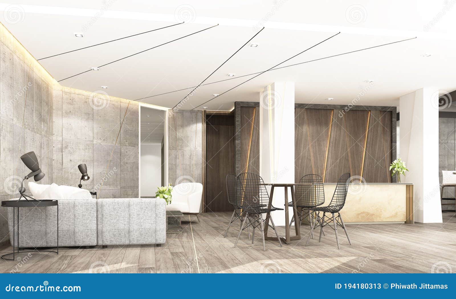 Reception Mainhall with Waiting Area and Co Working Space in Modern ...