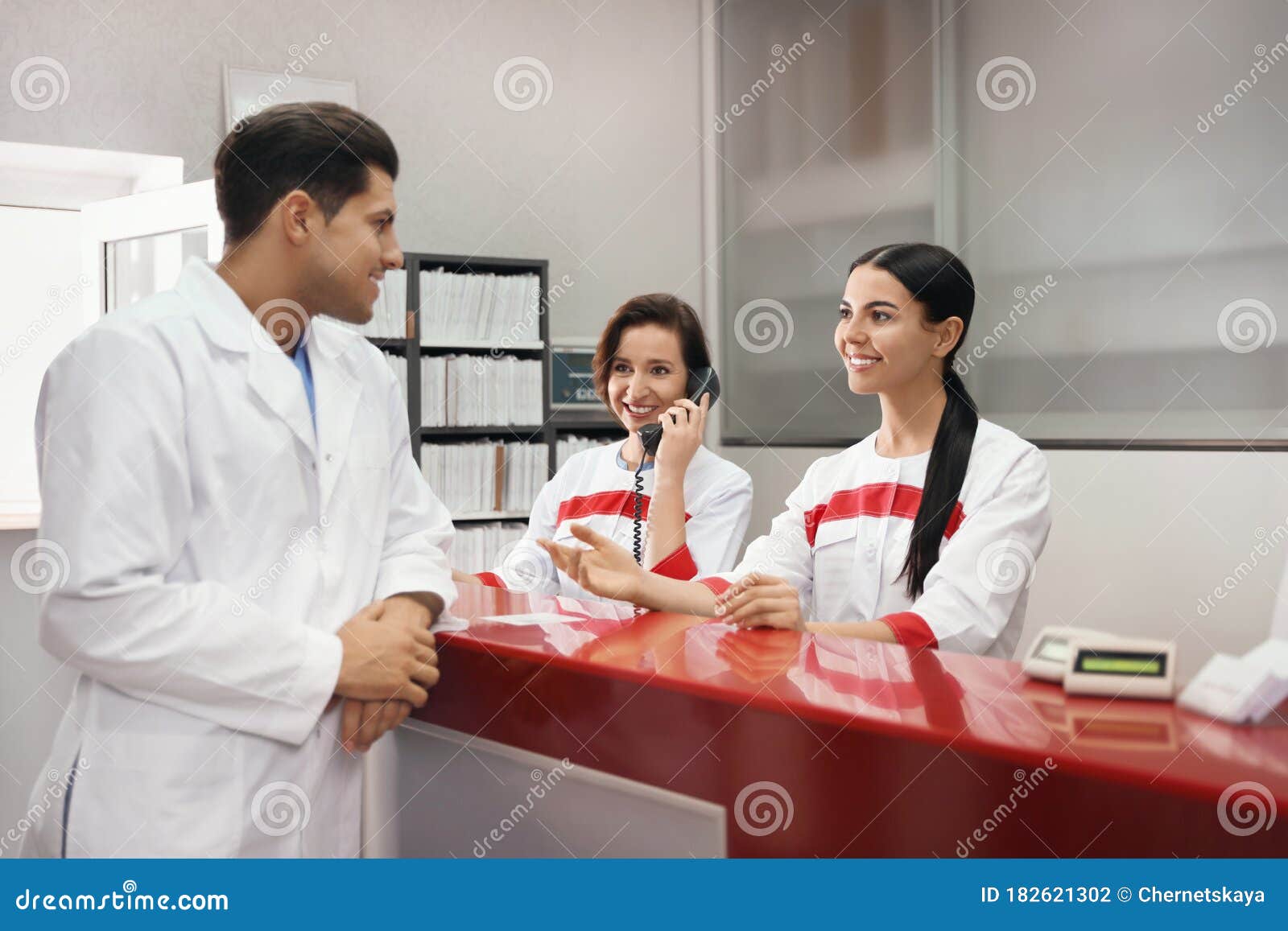 Reception of Surgery Clinic with Working Staff Stock Photo - Image of ...