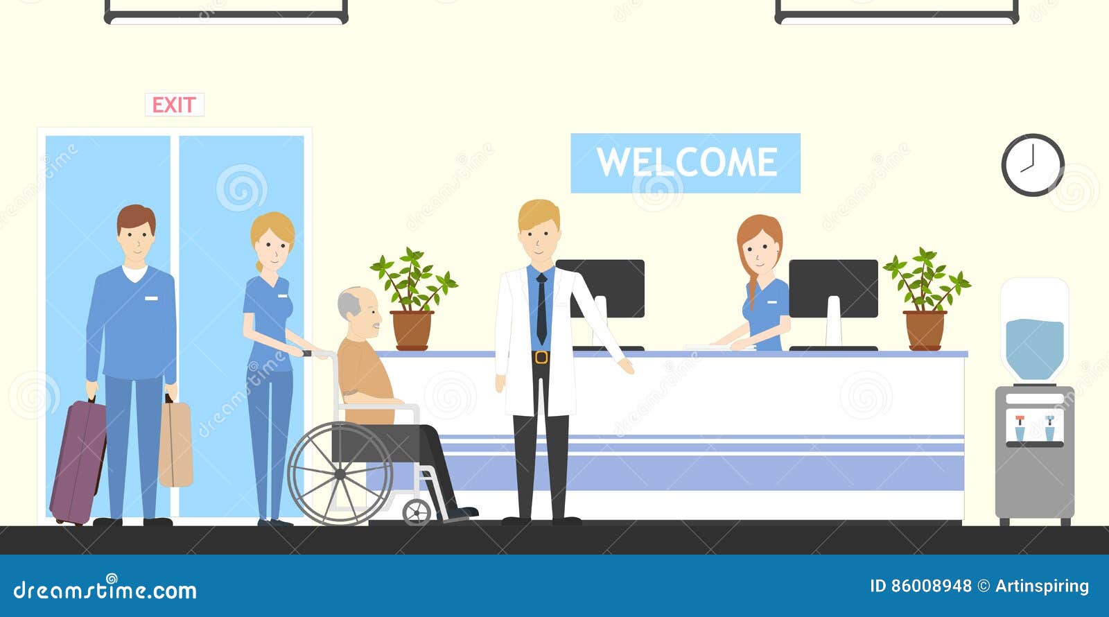 Reception at nursing home. stock vector. Illustration of flower - 86008948