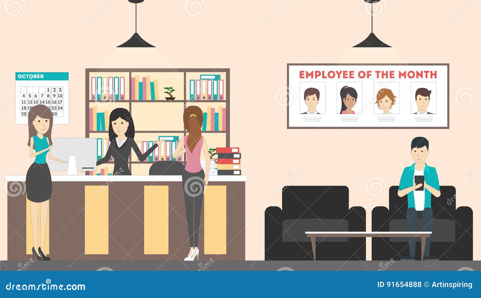 Reception at office. stock vector. Illustration of business - 91654888