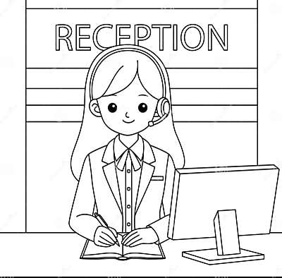 Reception Outline Coloring Page. Labor Day Illustration Stock Vector ...