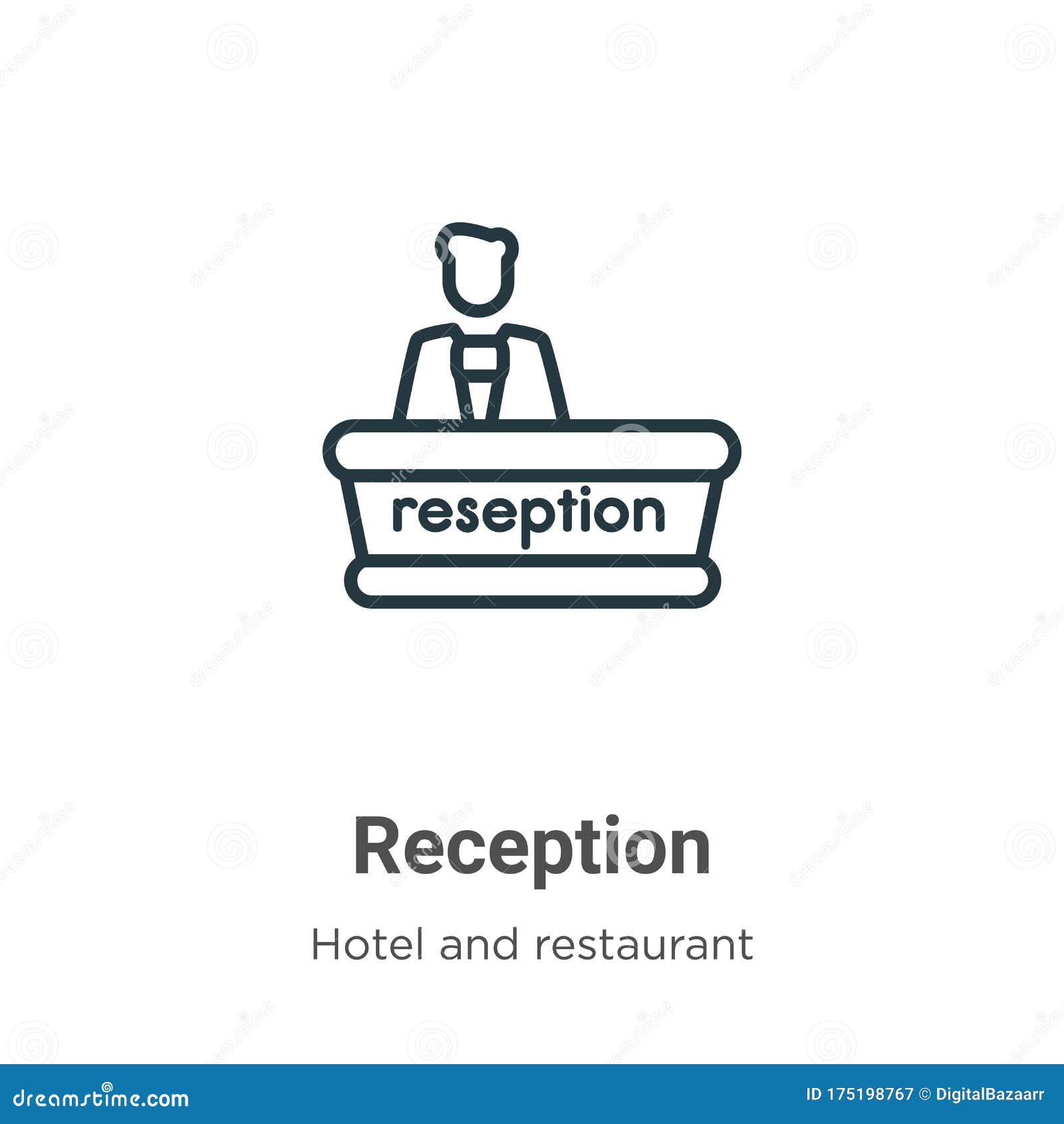 Reception Outline Vector Icon. Thin Line Black Reception Icon, Flat ...