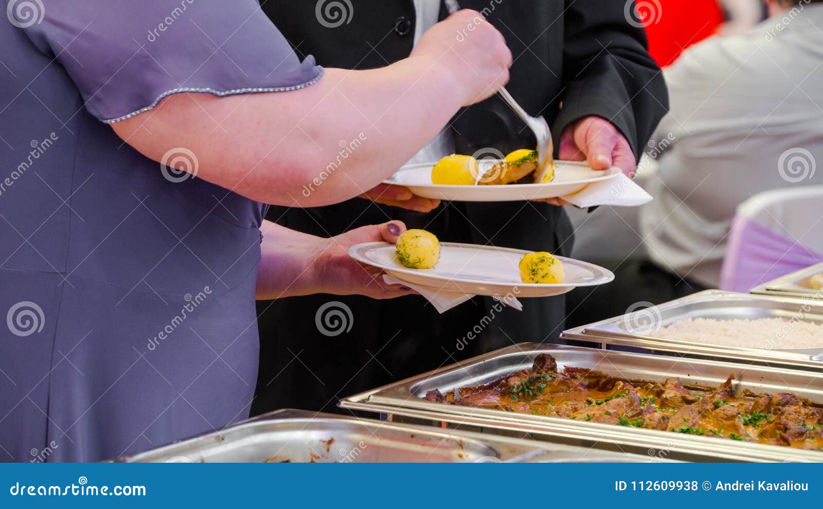 Reception: People Put Food in the Dish Stock Photo - Image of elegance ...