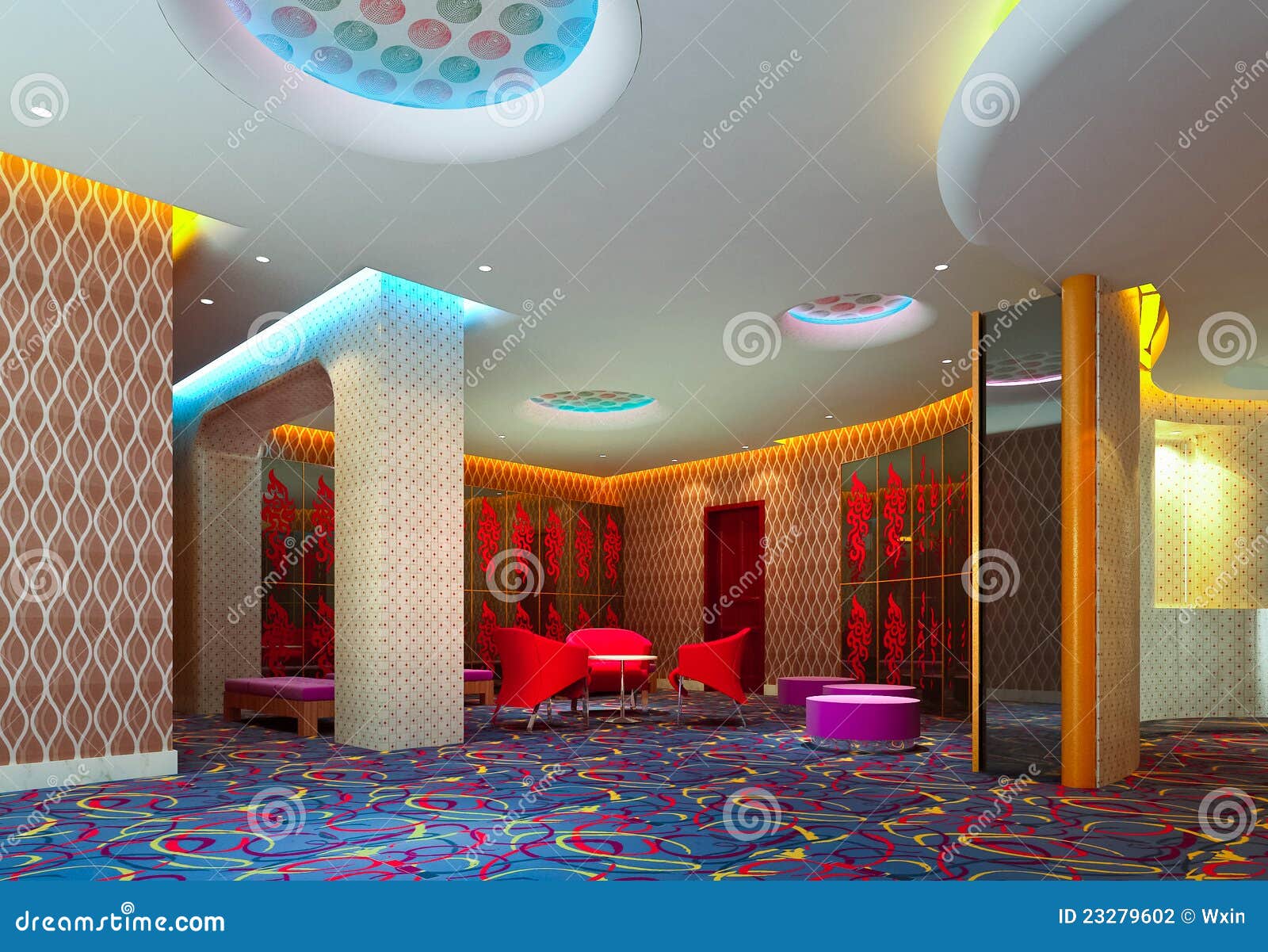 A Reception Room. 3d Render, Hall Stock Illustration - Illustration of ...
