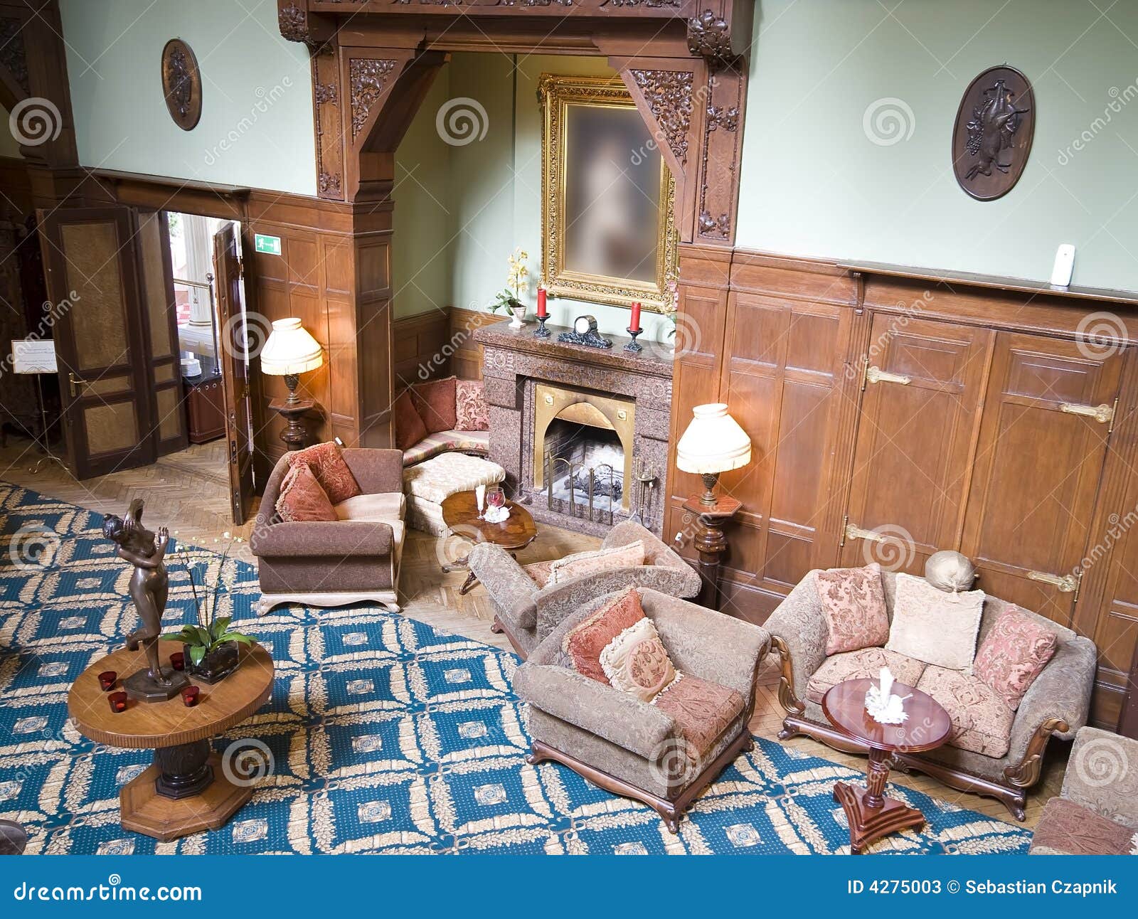 Reception room stock image. Image of door, panelling, wood - 4275003