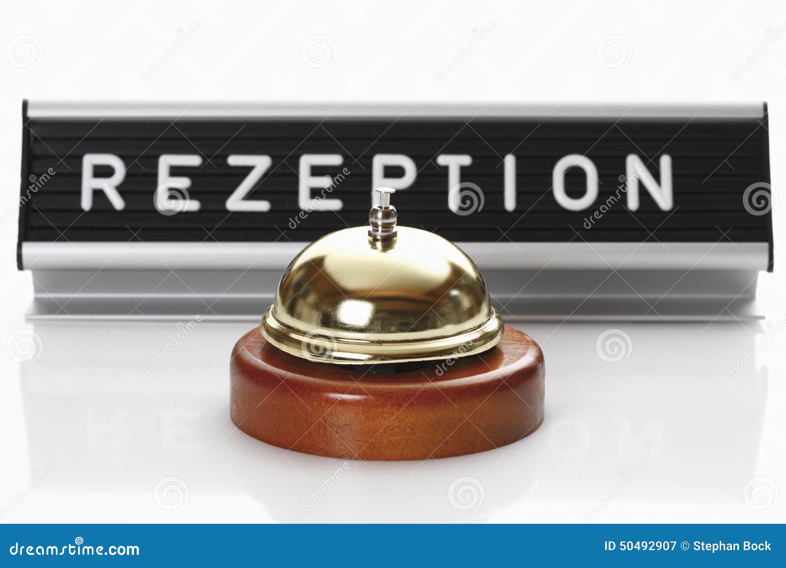Reception Sign with Service Bell Stock Image - Image of polished, check ...