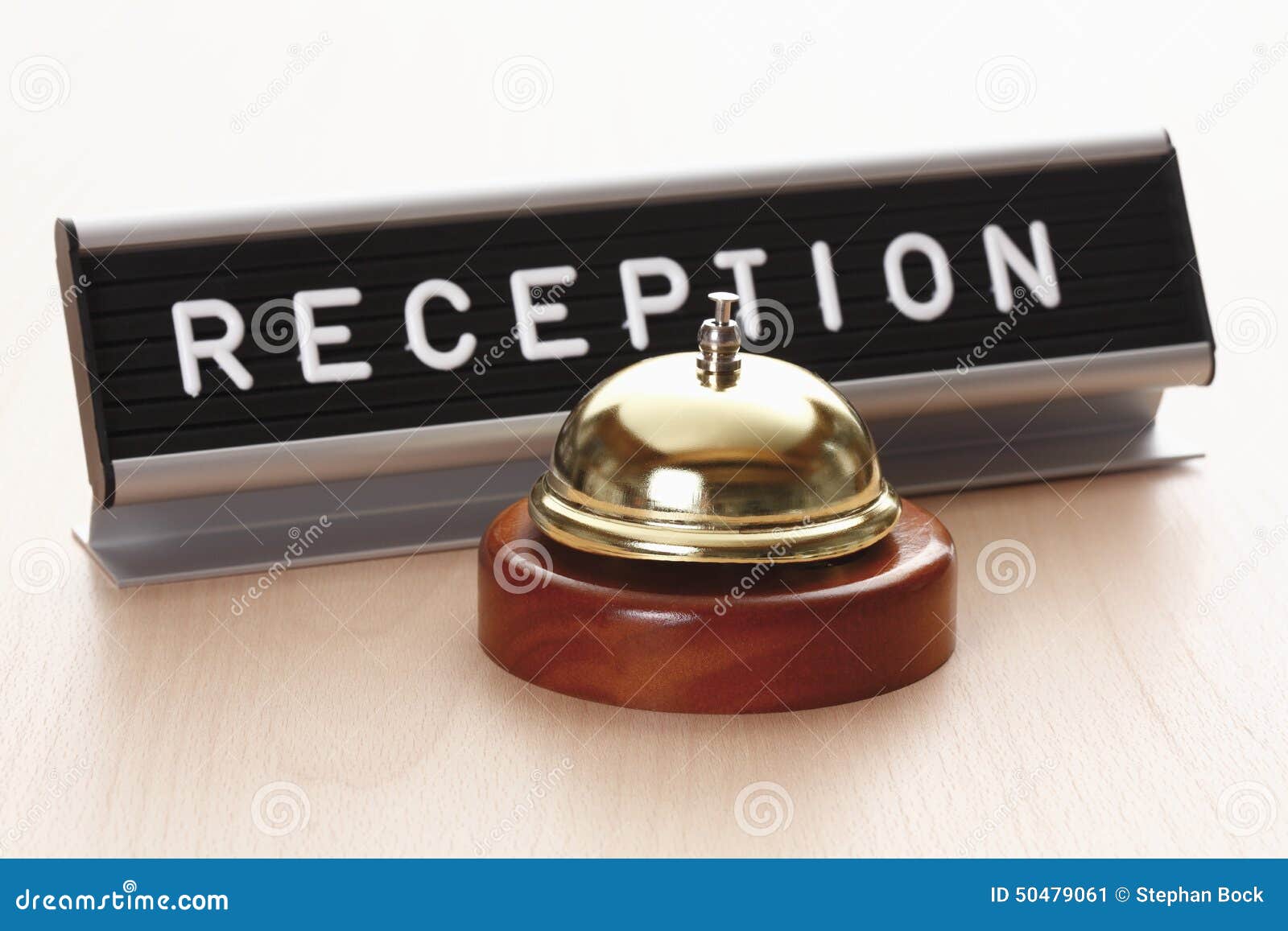 Reception Sign With Service Bell On Desk Stock Image - Image: 50479061