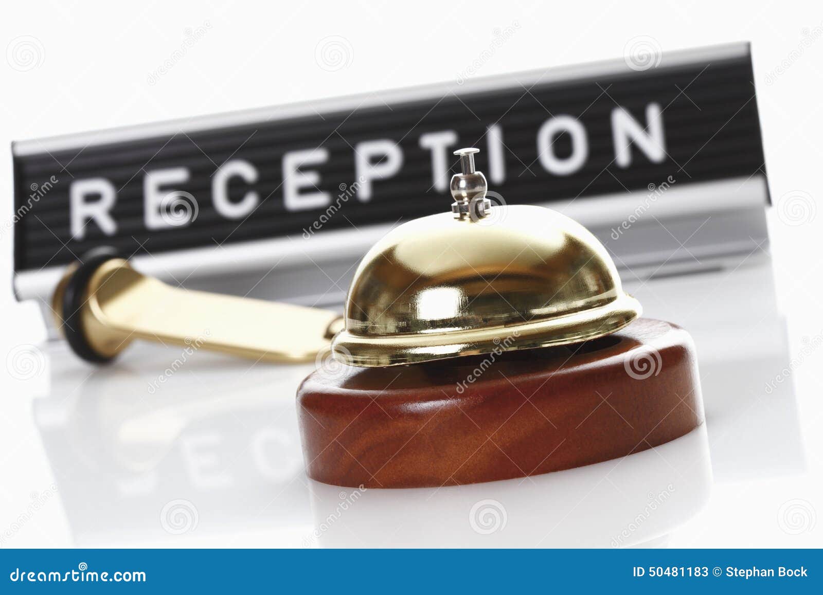 Reception Sign with Service Bell and Hotel Key Stock Image - Image of ...