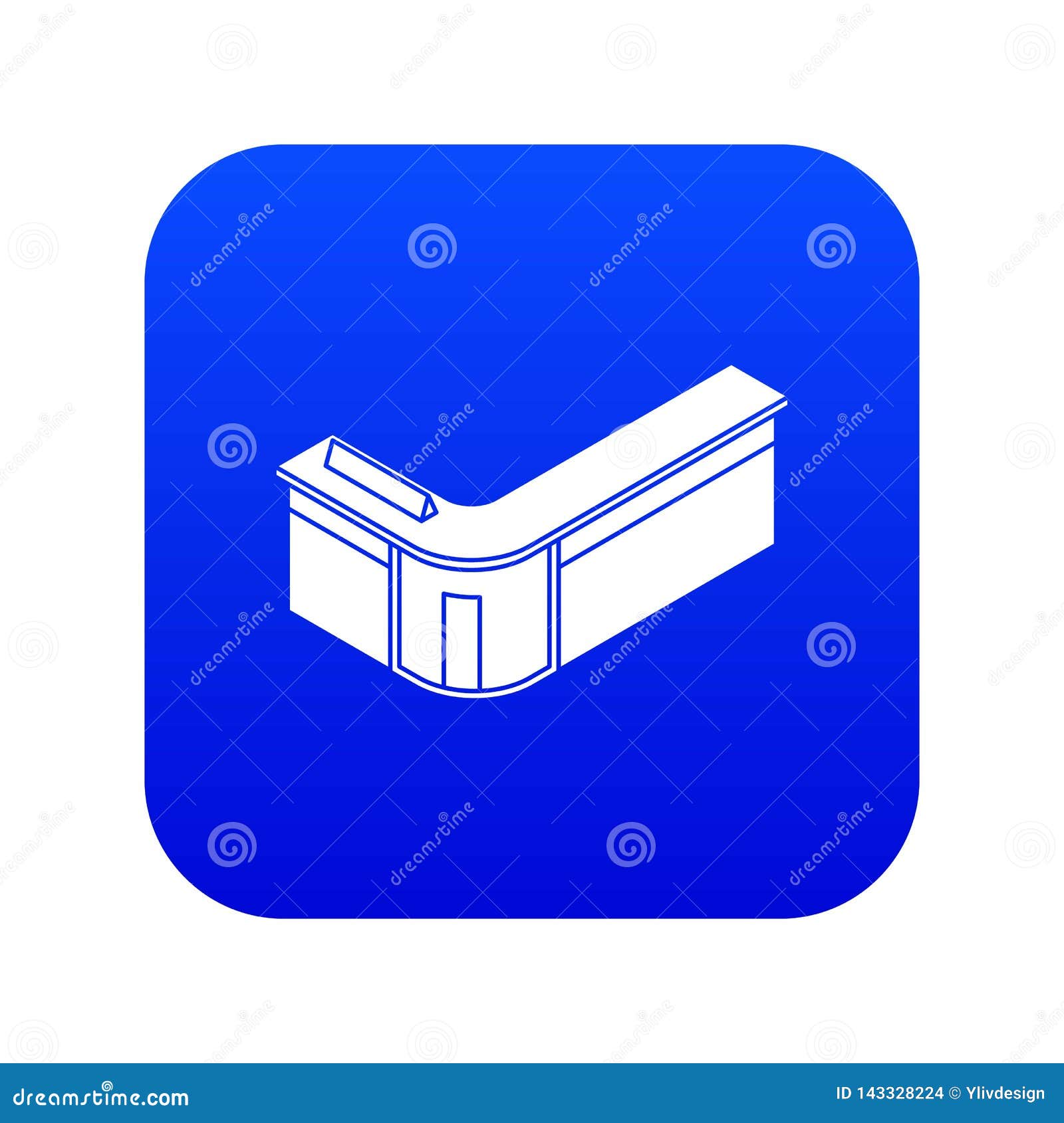 Reception Table Icon Blue Vector Stock Vector - Illustration of desk ...