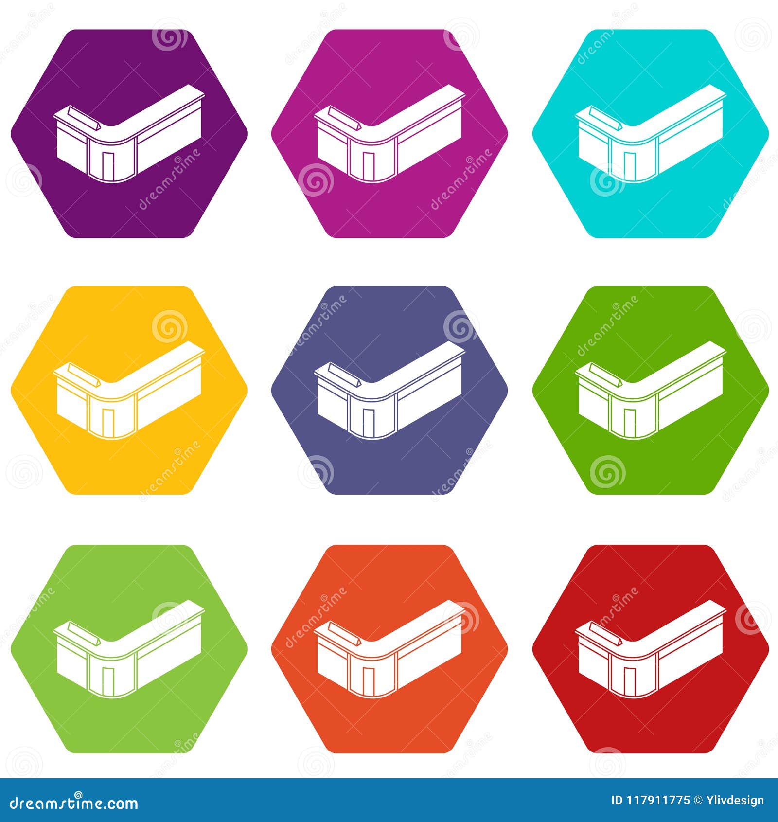 Reception Table Icons Set 9 Vector Stock Vector - Illustration of desk ...