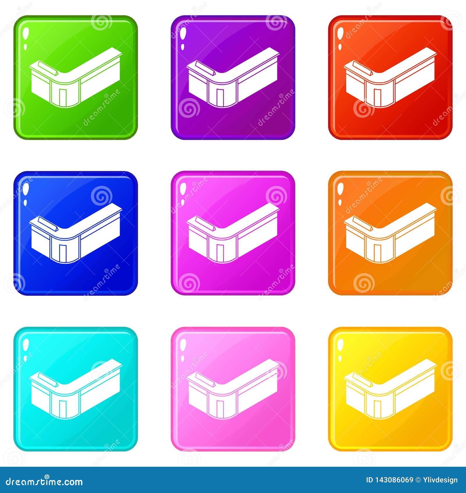 Reception Table Icons Set 9 Color Collection Stock Vector ...