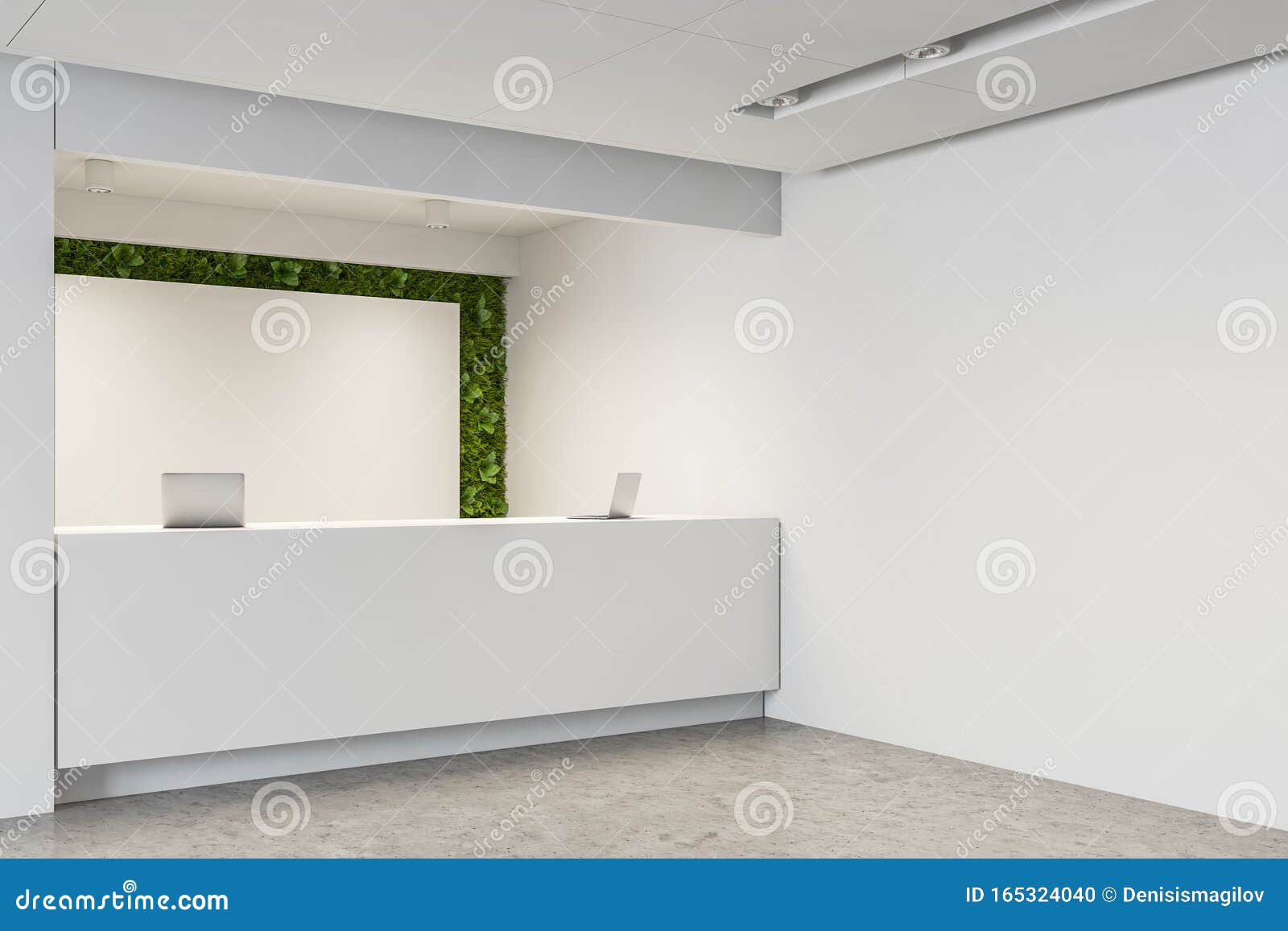 Reception Table in Modern Office with Grass Stock Illustration ...