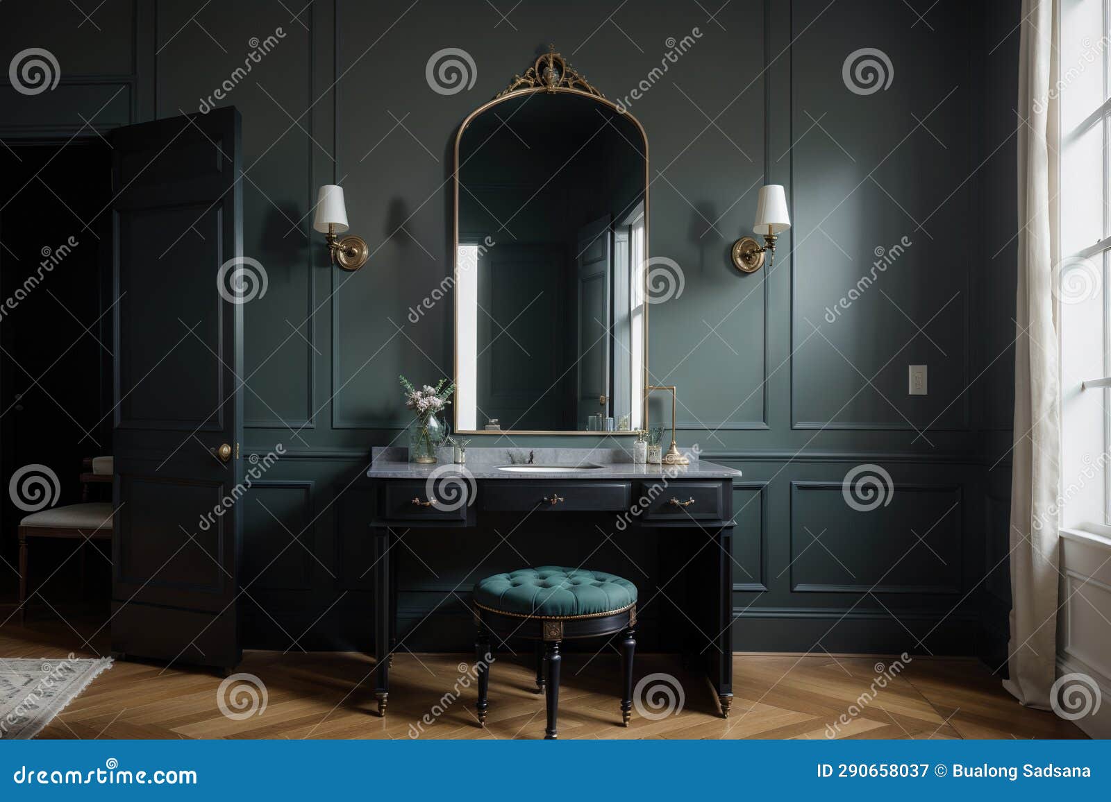 Showcasing Interior Design in Style Victorian Vanity Stock Illustration ...