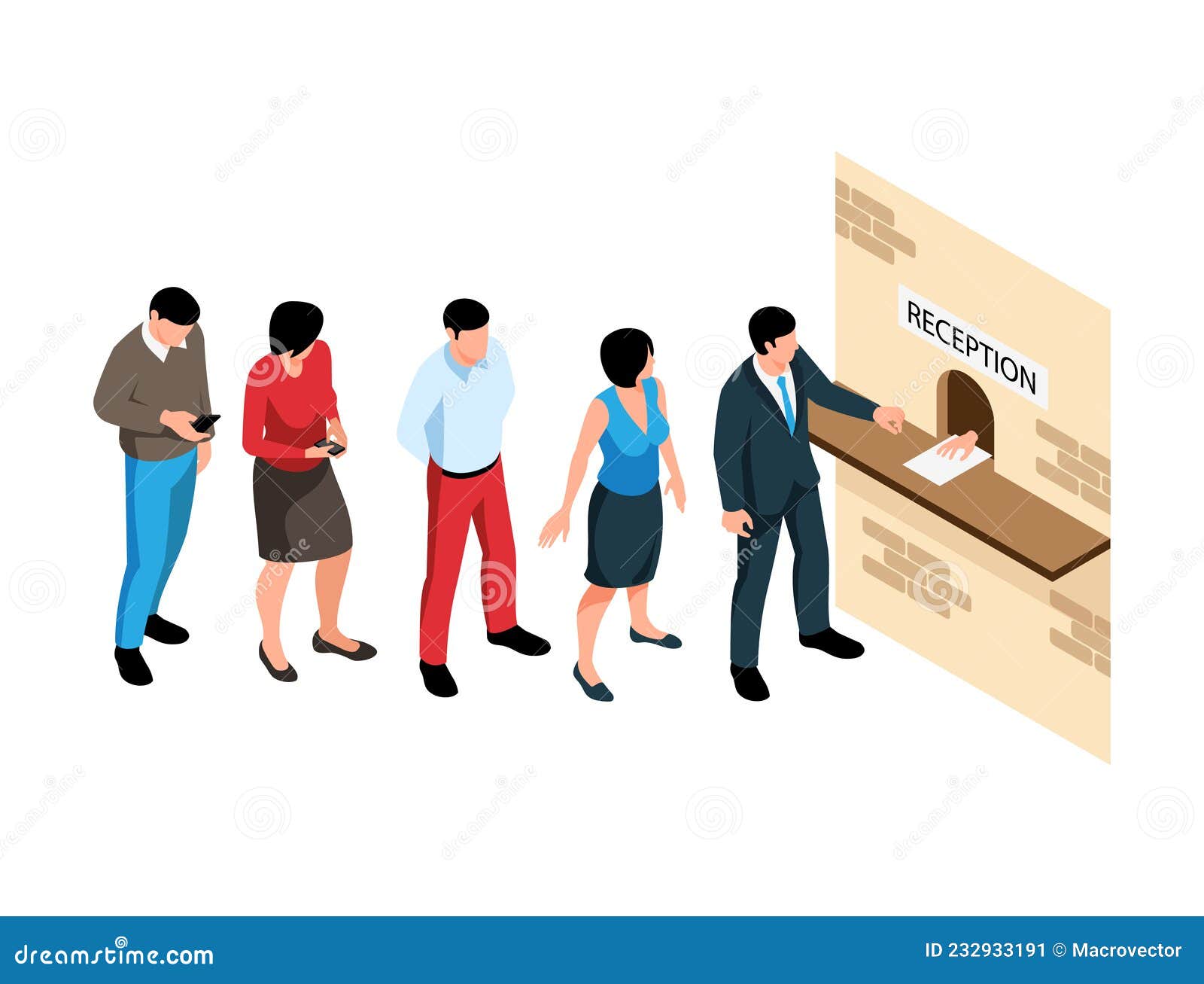 Reception Waiting Line Composition Stock Vector - Illustration of ...