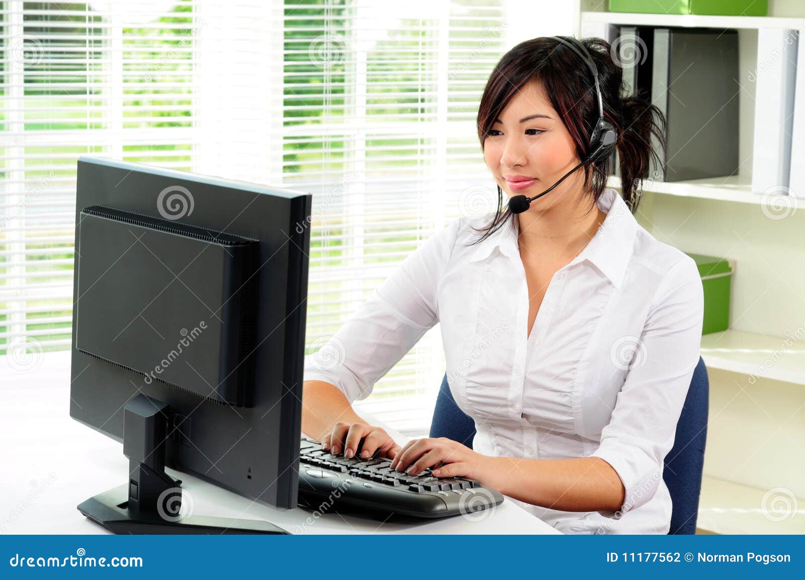 Receptionist stock photo. Image of asian, chinese, headset - 11177562