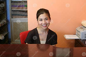 Receptionist stock image. Image of chinese, female, business - 1555385