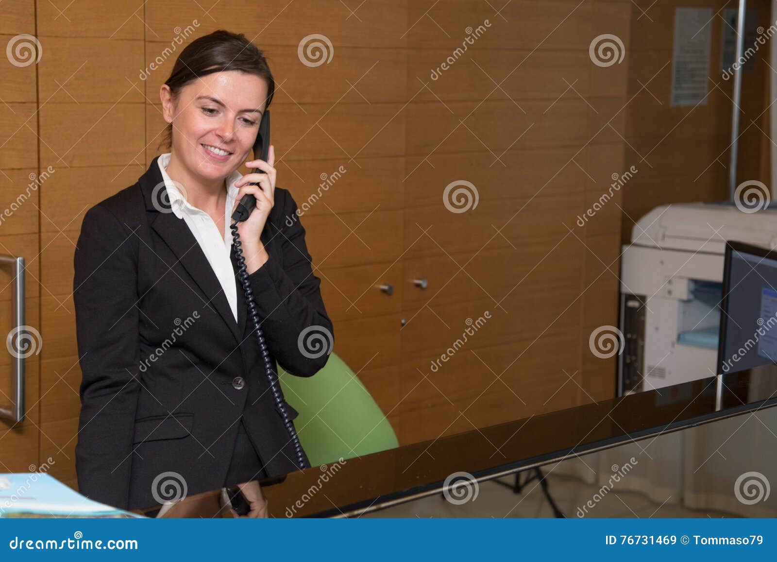 Receptionist Answering at the Telephone Stock Image - Image of office ...