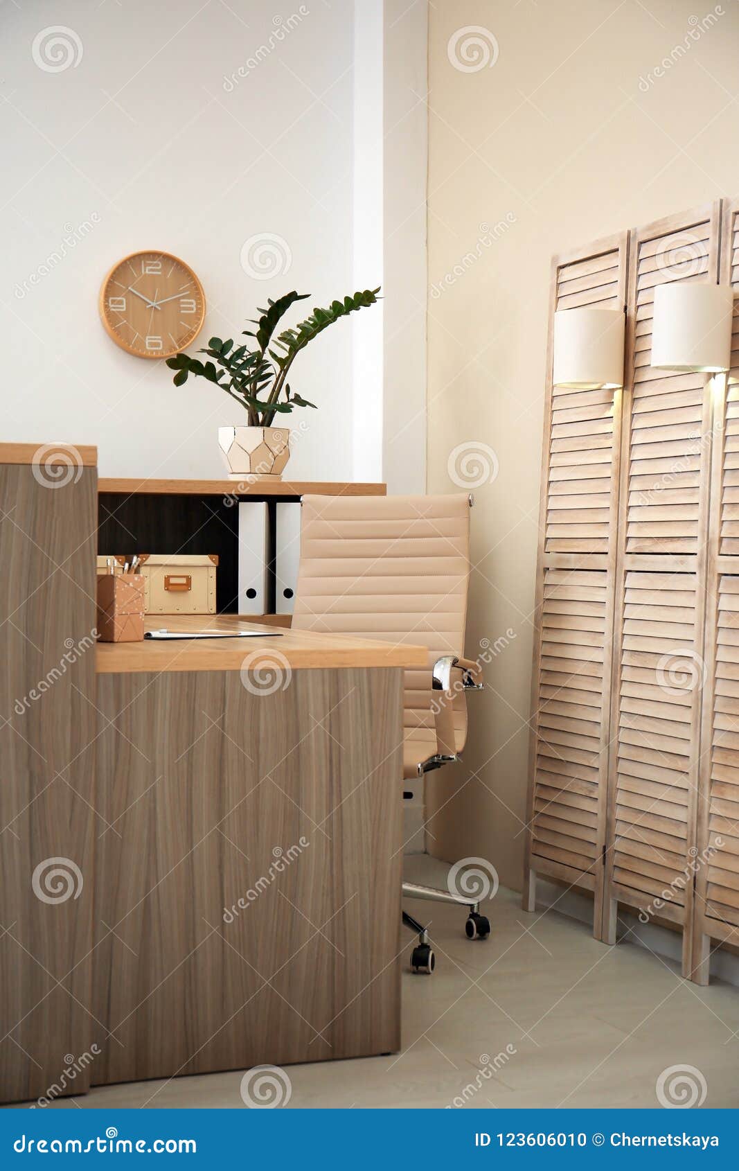 Receptionist Desk in Hotel. Stock Photo - Image of occupation, lamps ...