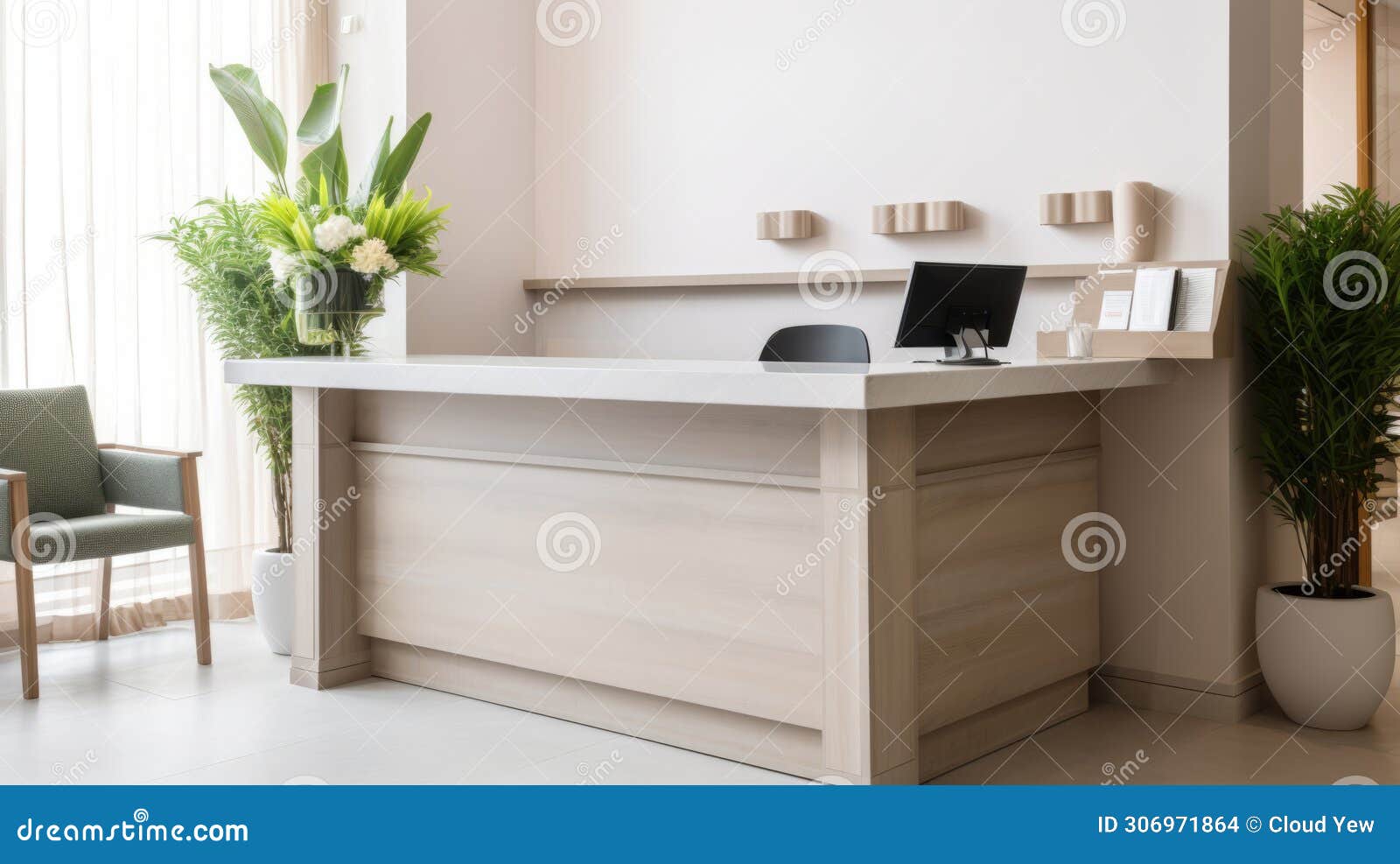 A Receptionist Desk with a Modern and Organized Workspace Stock ...