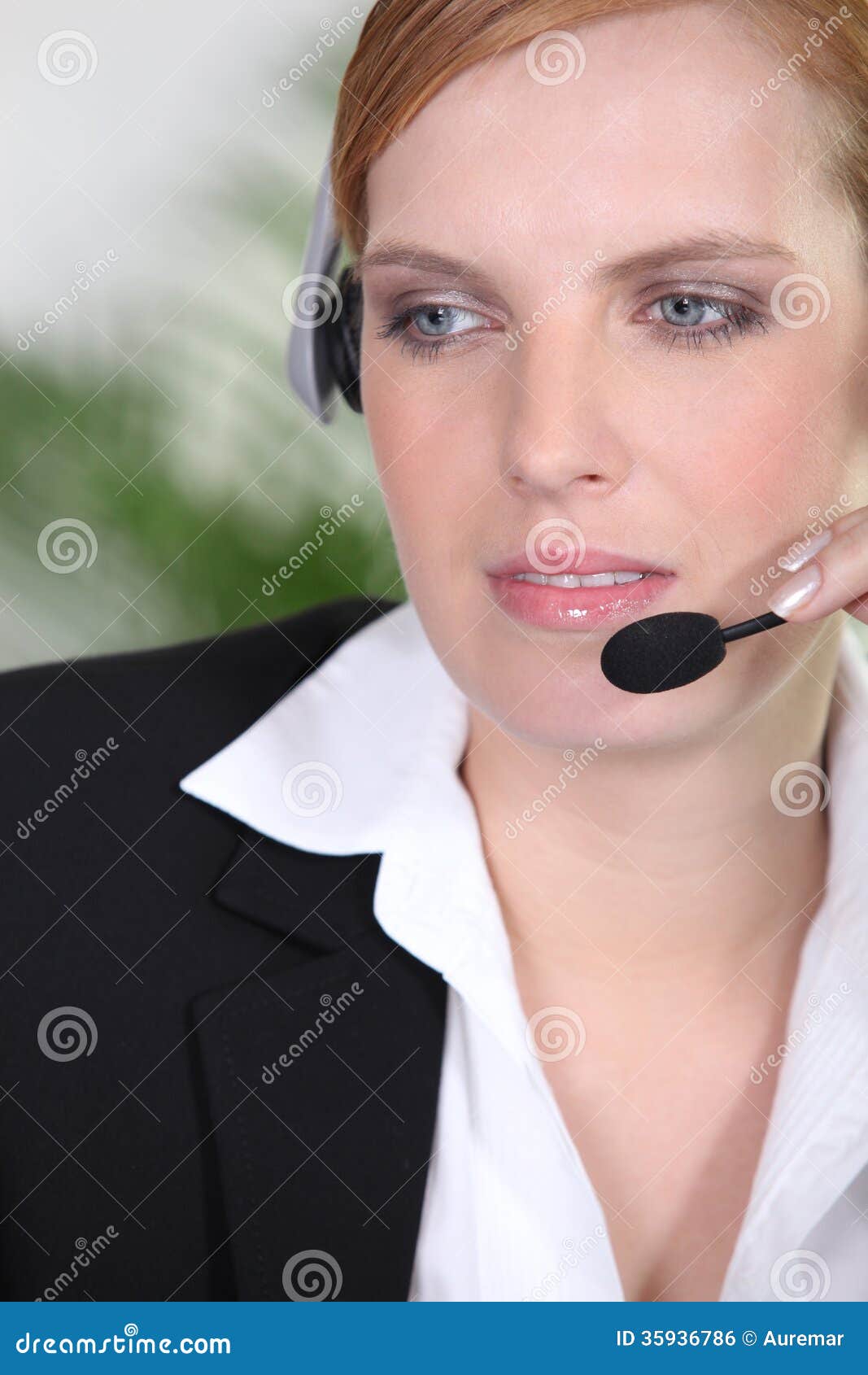 Receptionist with head-set stock photo. Image of funny - 35936786