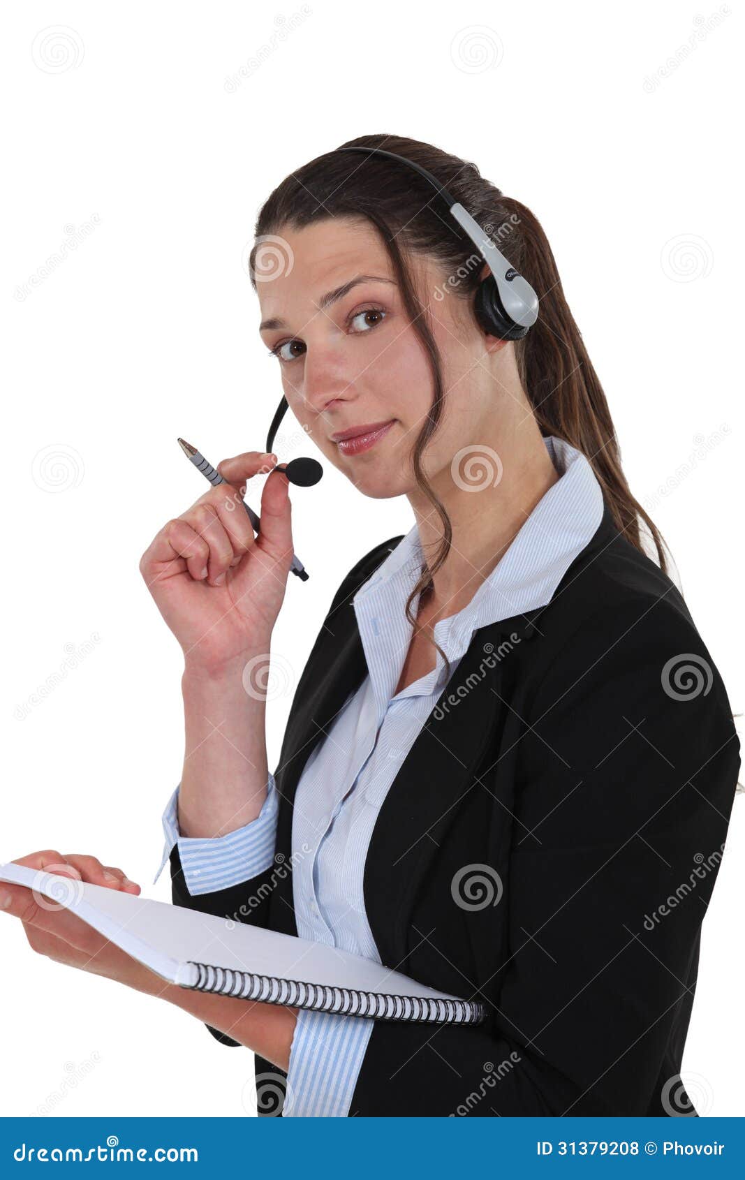 Receptionist with headset stock photo. Image of agent - 31379208