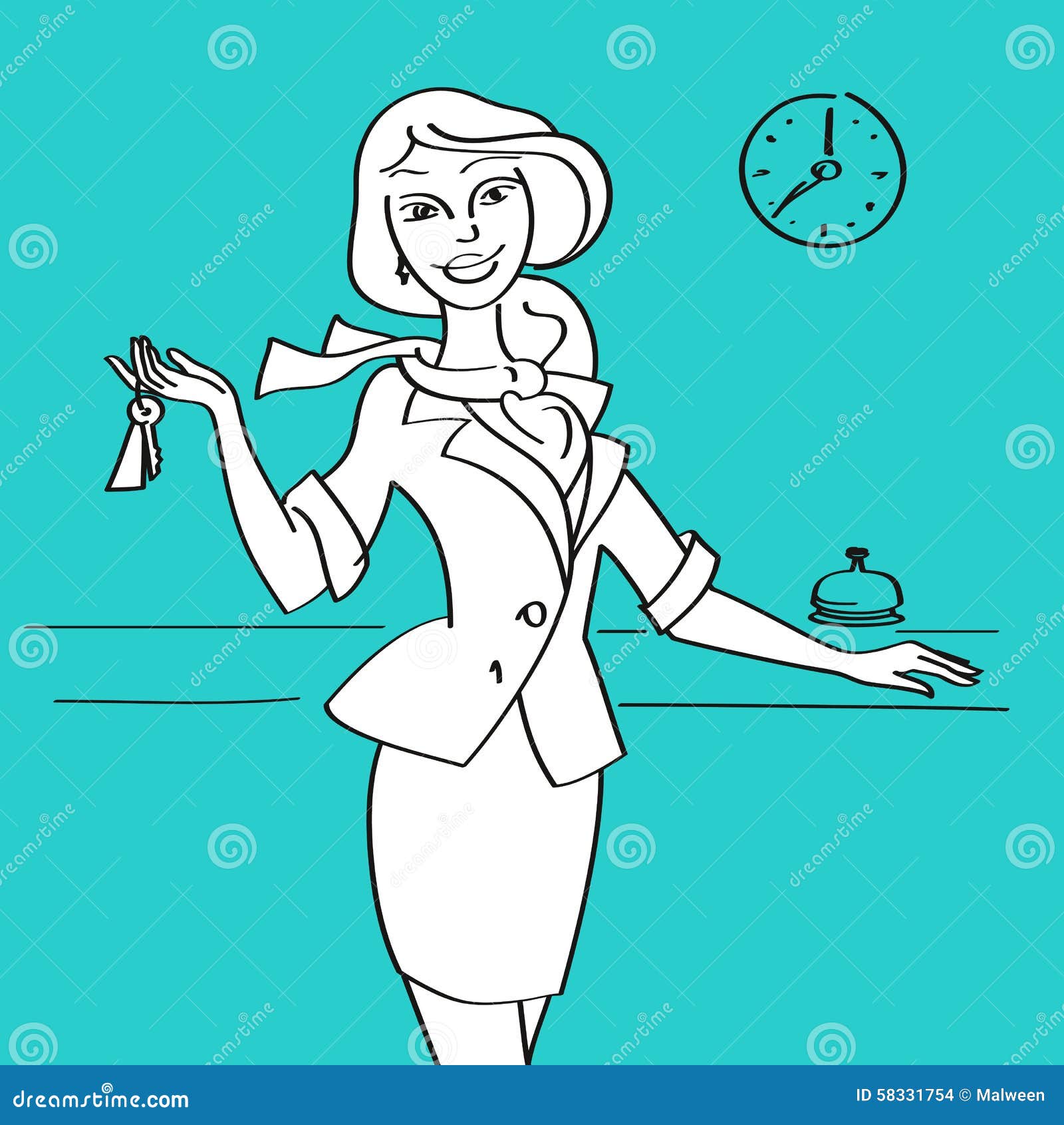 Hotel Front Desk Agent Cartoon