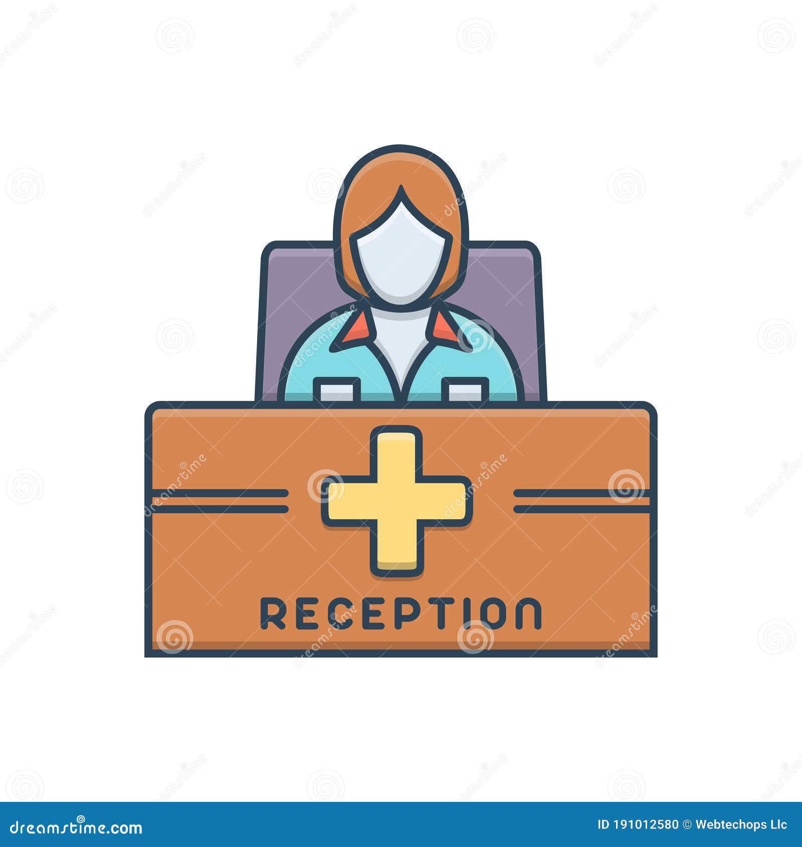 Color Illustration Icon for Receptionist, Counter and Desk Stock ...