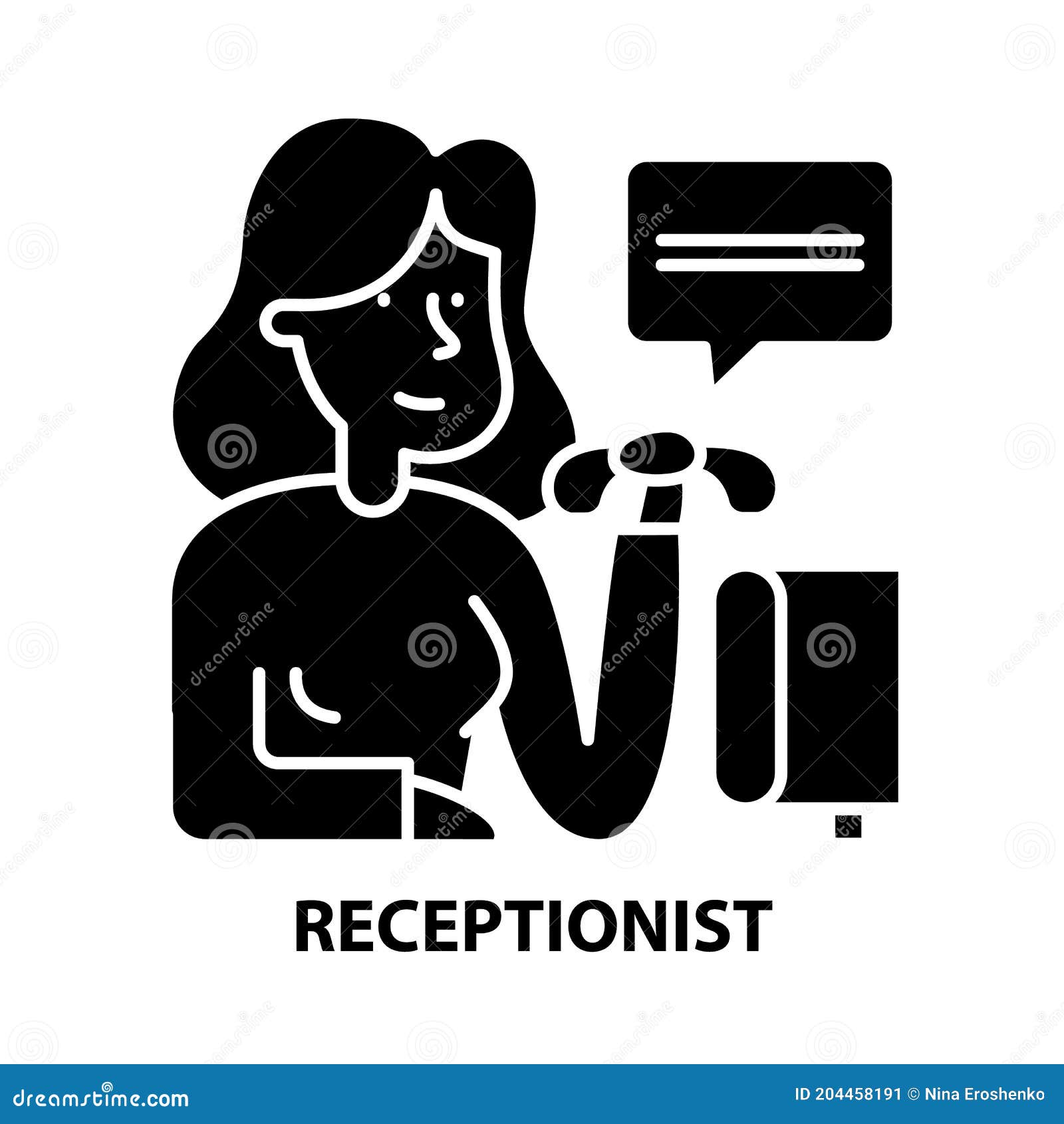 Receptionist Icon, Black Vector Sign with Editable Strokes, Concept ...