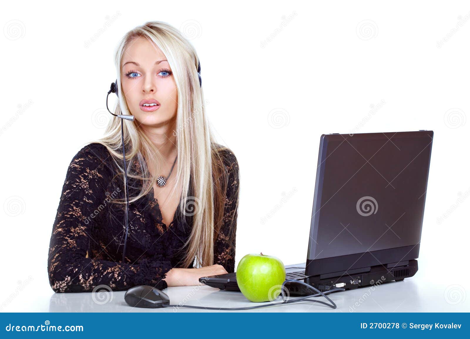 Receptionist with laptop stock photo. Image of secretary - 2700278