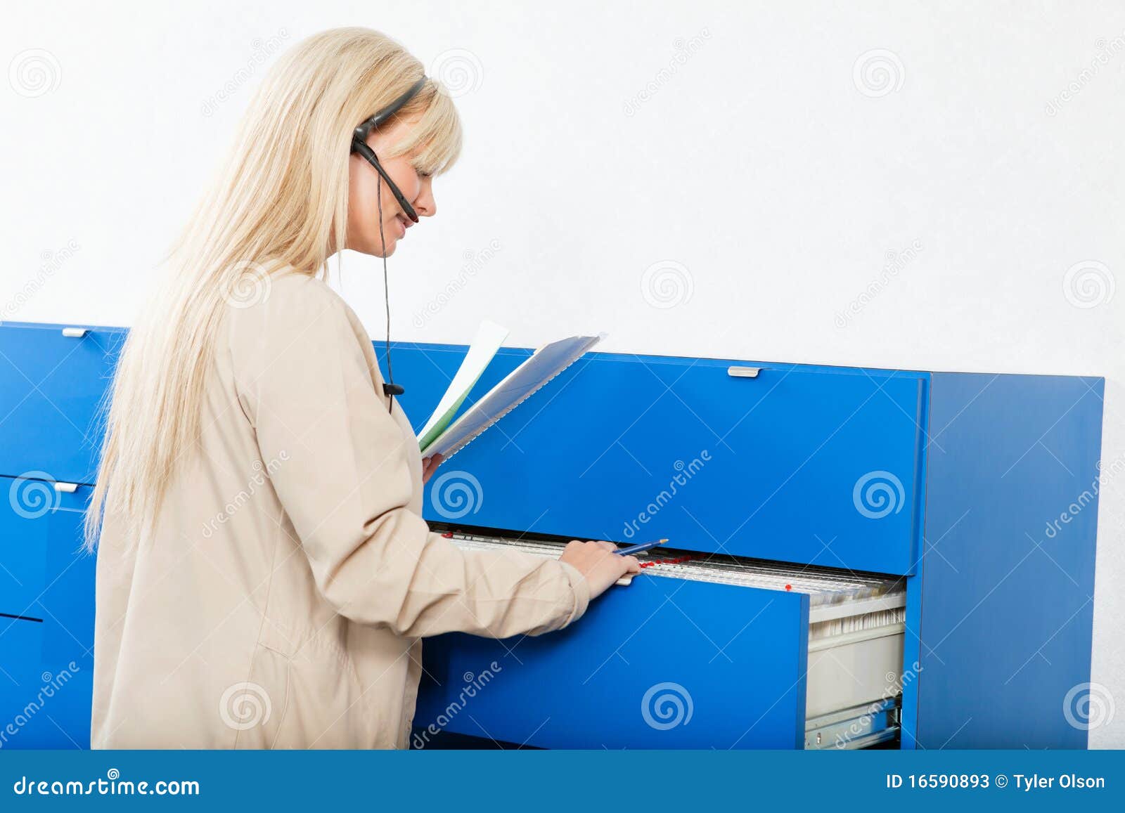 Receptionist with Medical Records Stock Image - Image of paperwork ...
