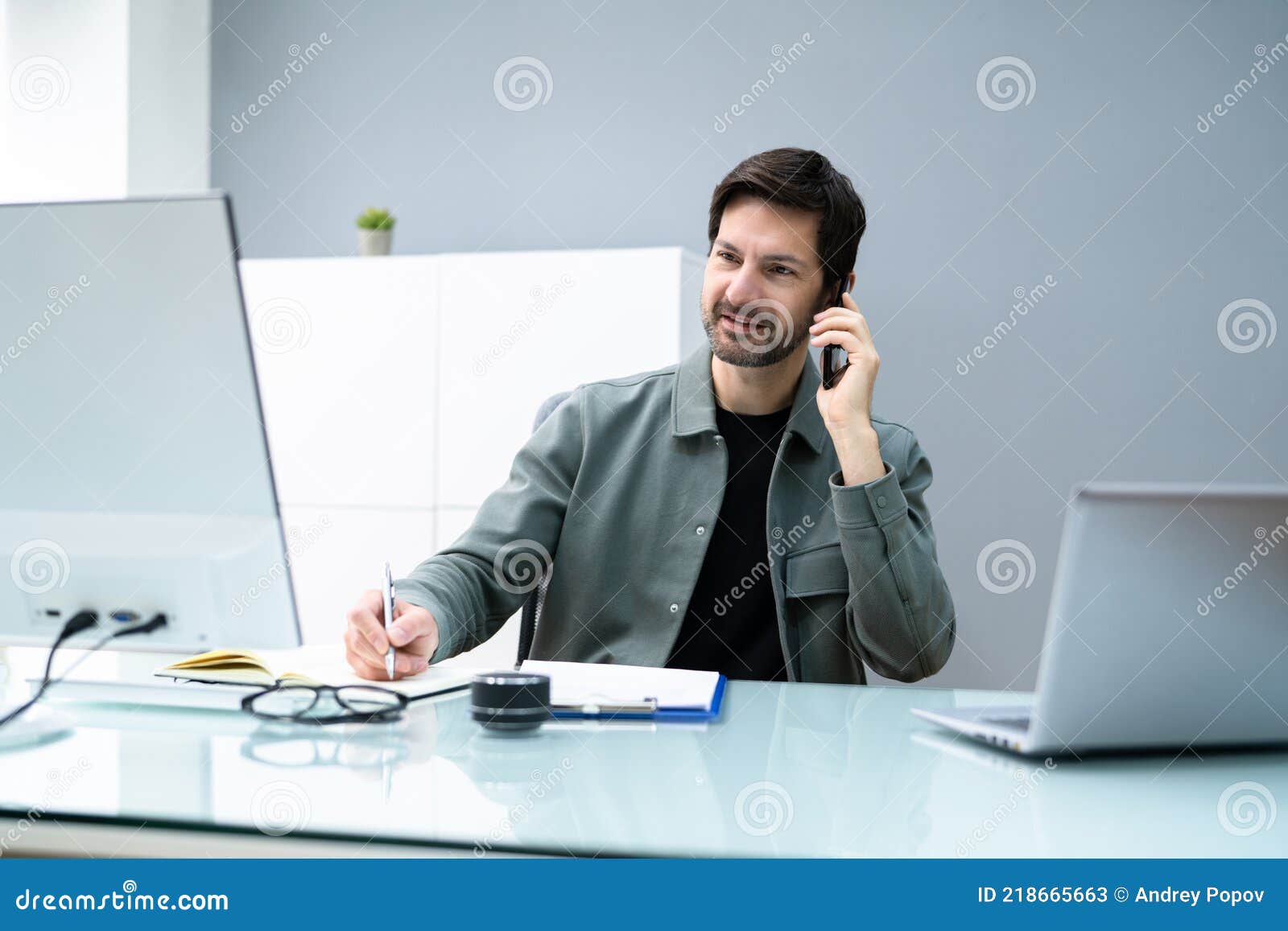 Receptionist Phone Call on Corporate Telephone Stock Image - Image of ...