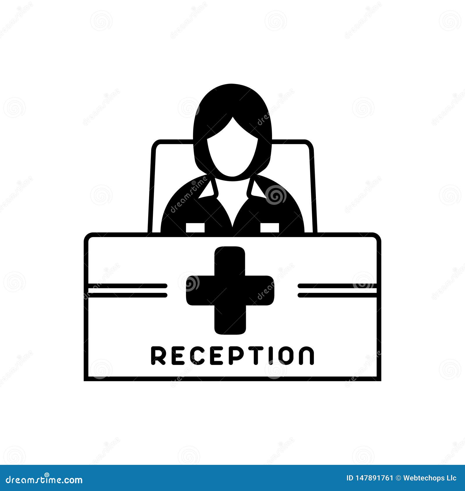 Black Solid Icon for Receptionist, Counter and Desk Stock Vector ...