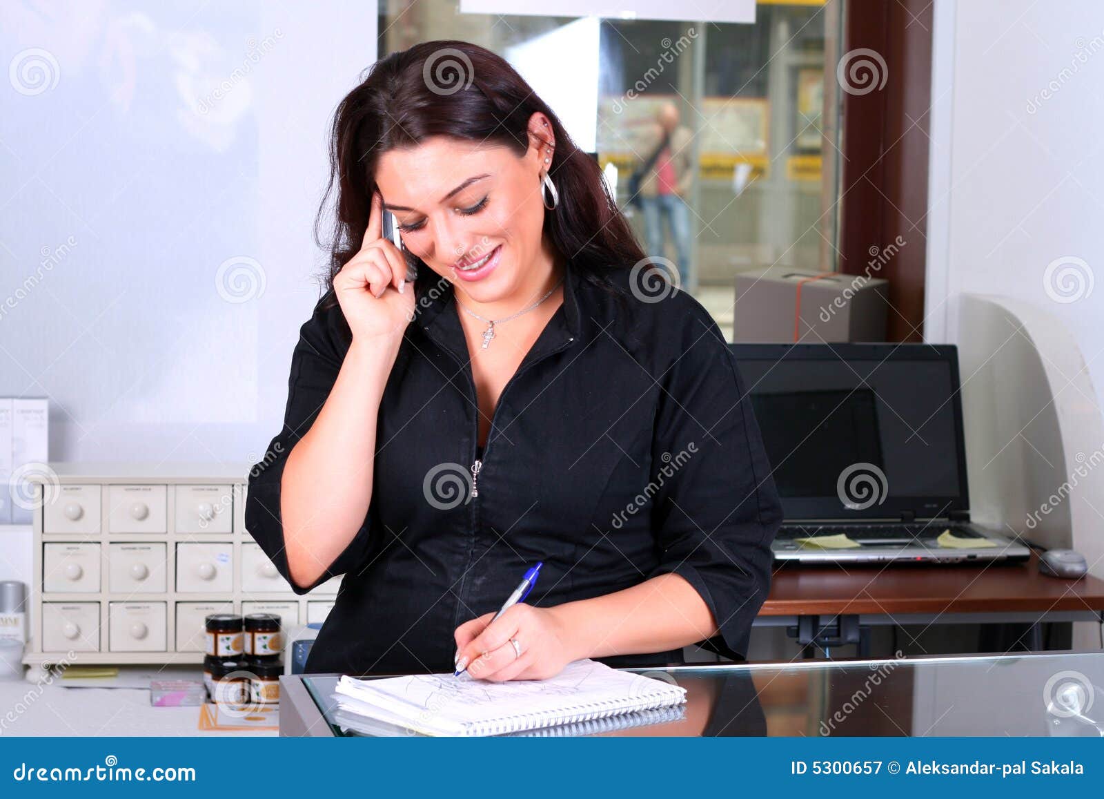 Receptionist taking note stock image. Image of note, operator - 5300657
