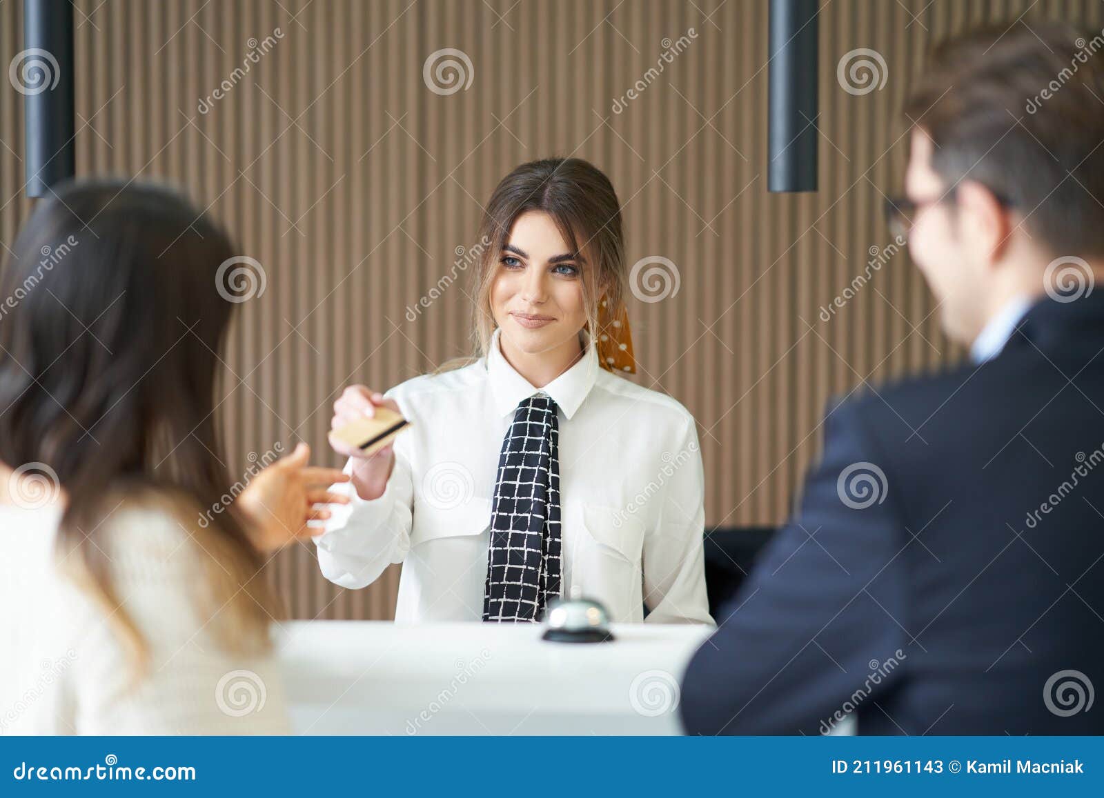 Receptionist Working in a Hotel Stock Image - Image of woman, smiling ...