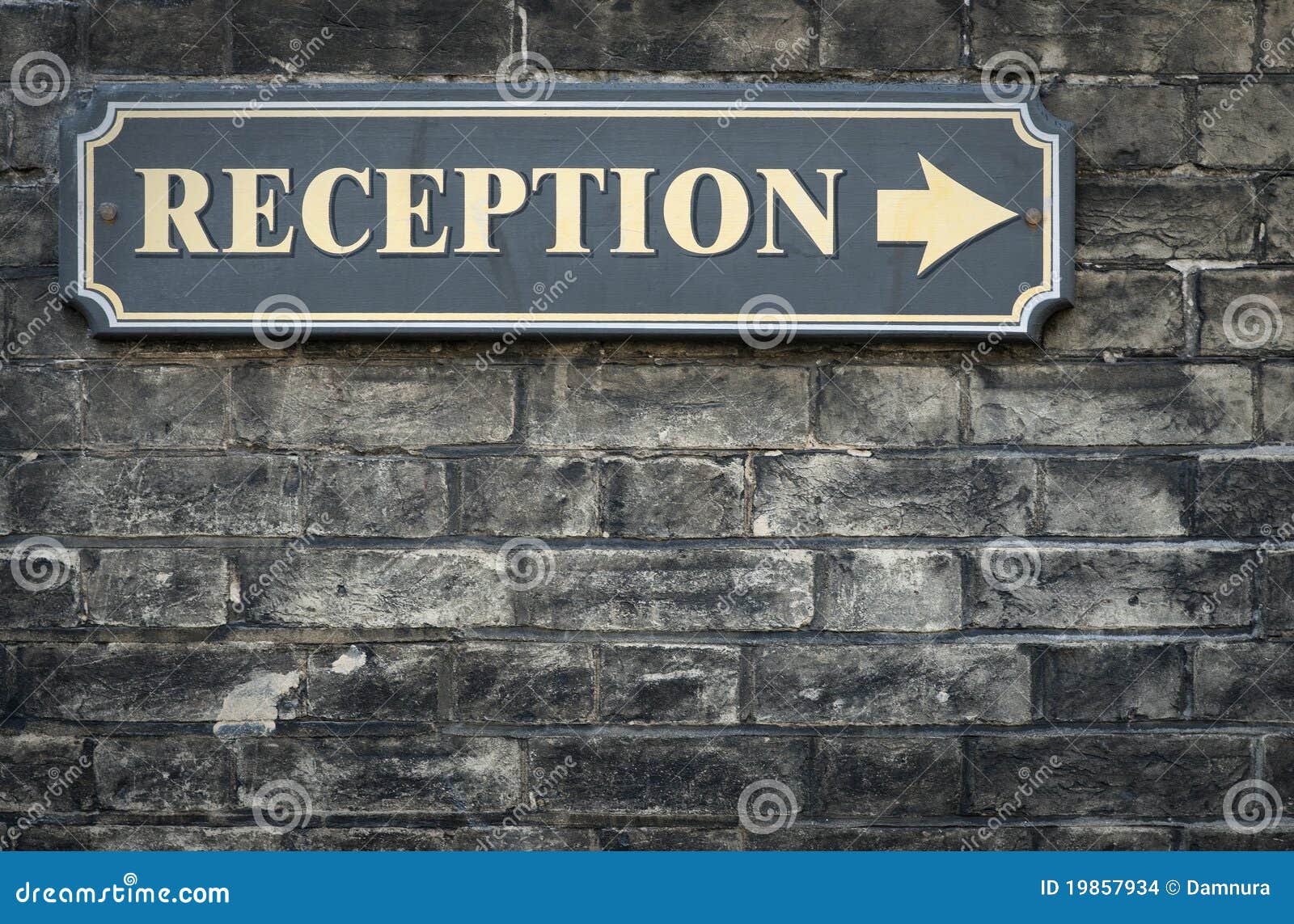 Receptions Arrow Sign on Brick Wall Stock Photo - Image of receptions ...