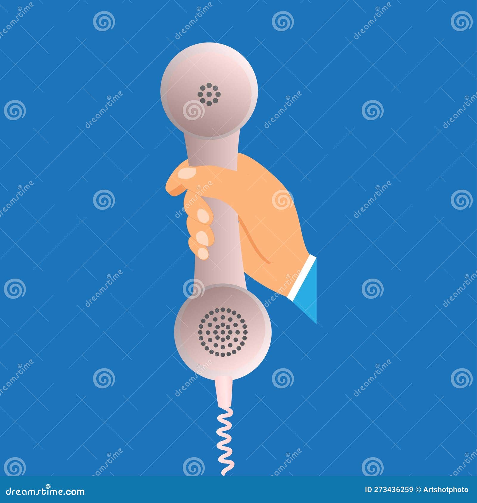 Hand Holding a Handset of an Old Classic Phone Stock Vector ...