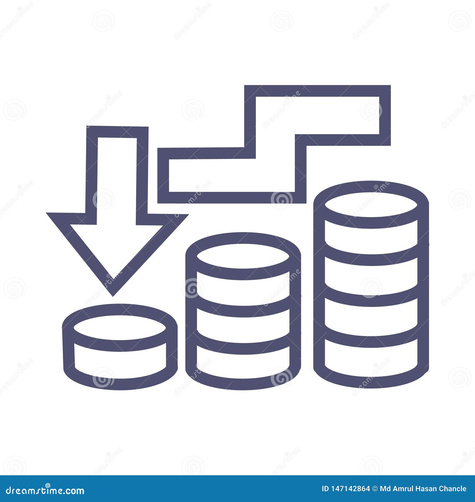 Recession Business Icon- Single Vector Sign Symbol Business Recession ...