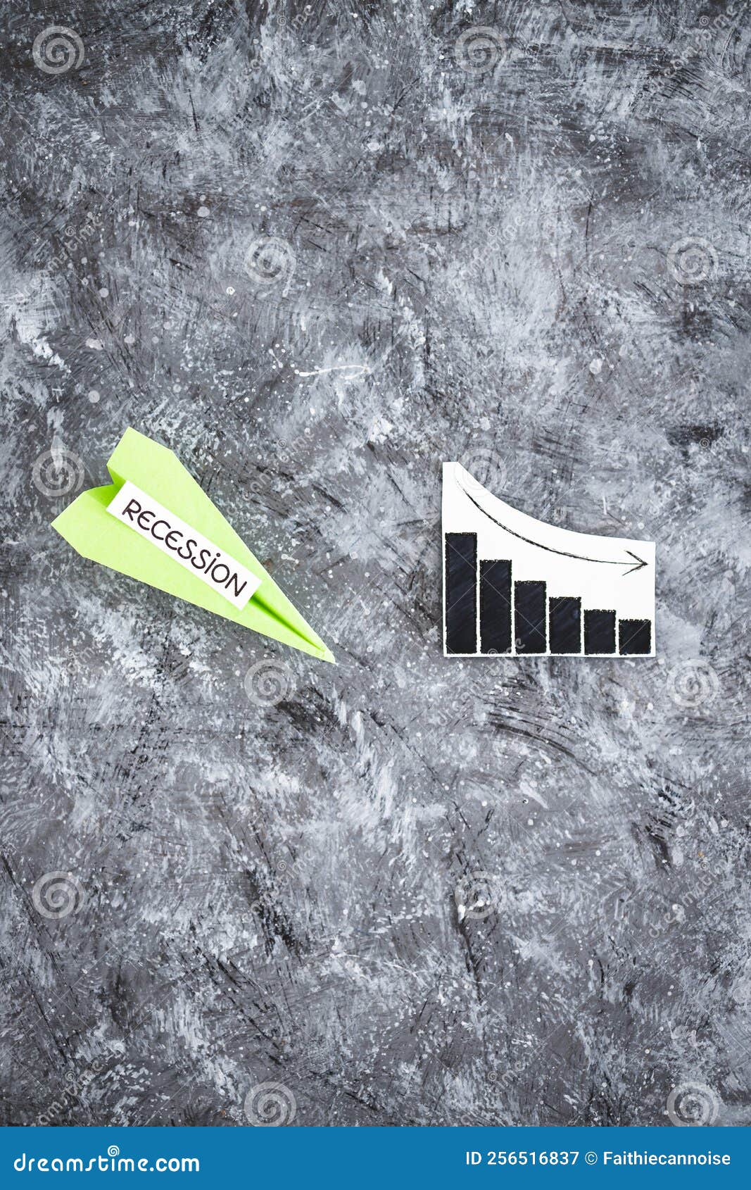 Recession Text on Paper Plane Going Down with Stats Graphs, Economic ...