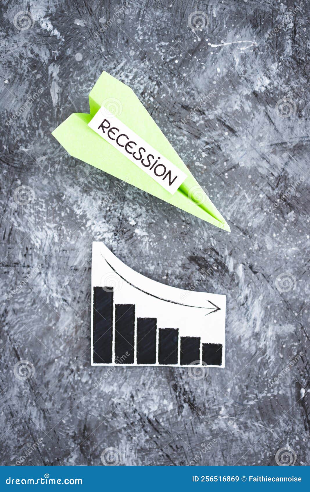 Recession Text on Paper Plane Going Down with Stats Graphs, Economic ...