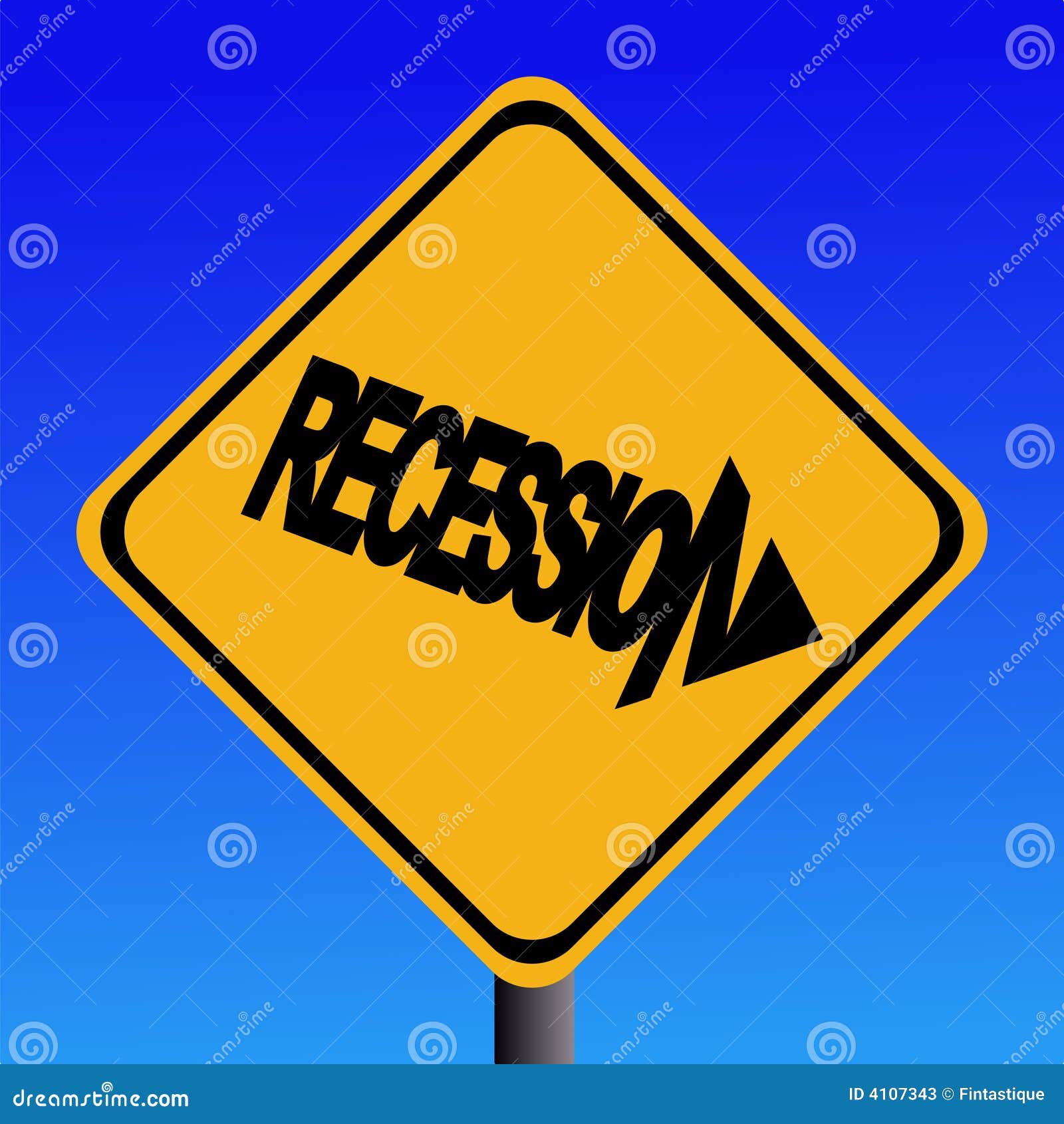 Recession warning sign stock vector. Illustration of pointing - 4107343