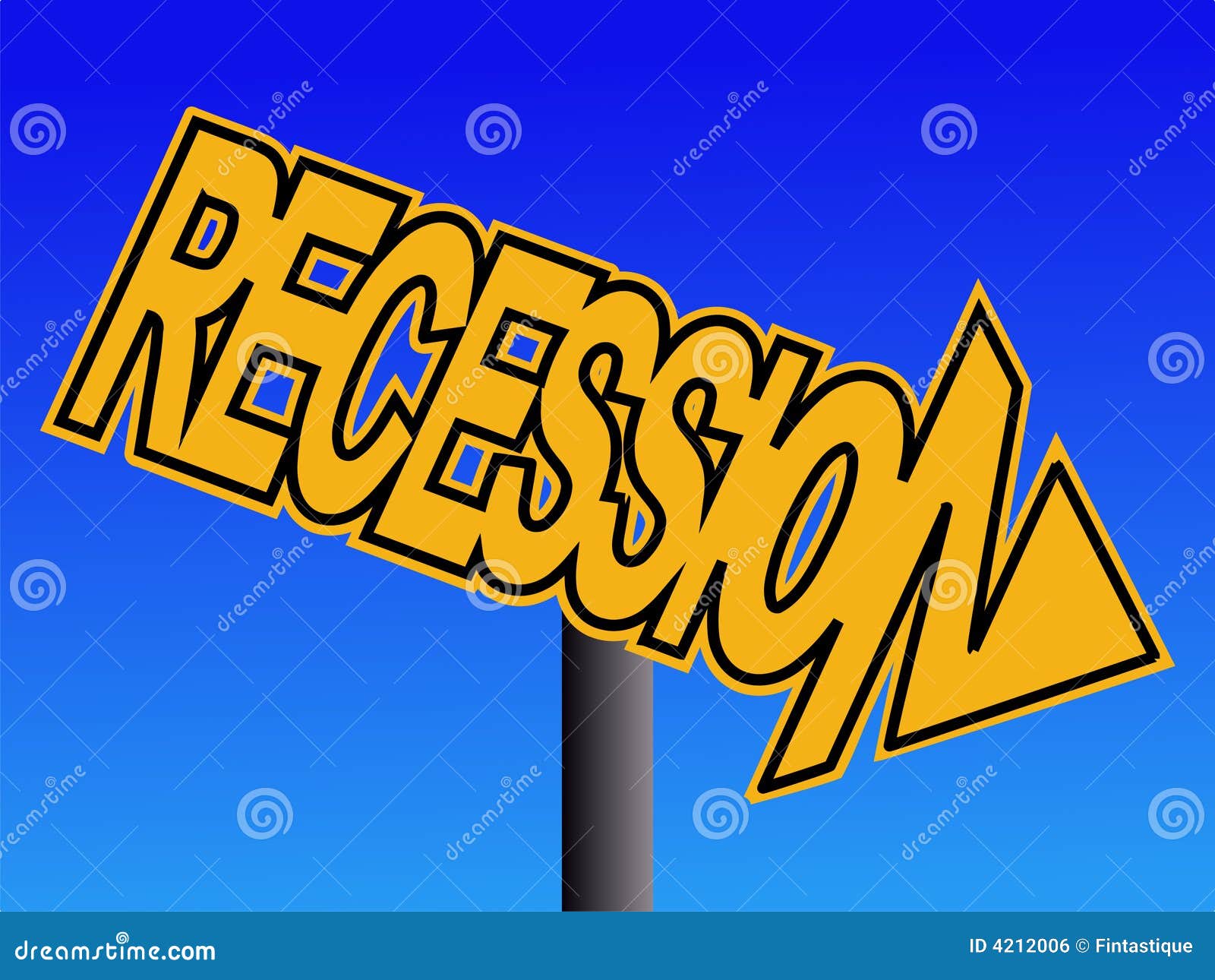 Recession warning sign stock vector. Illustration of decline - 4212006