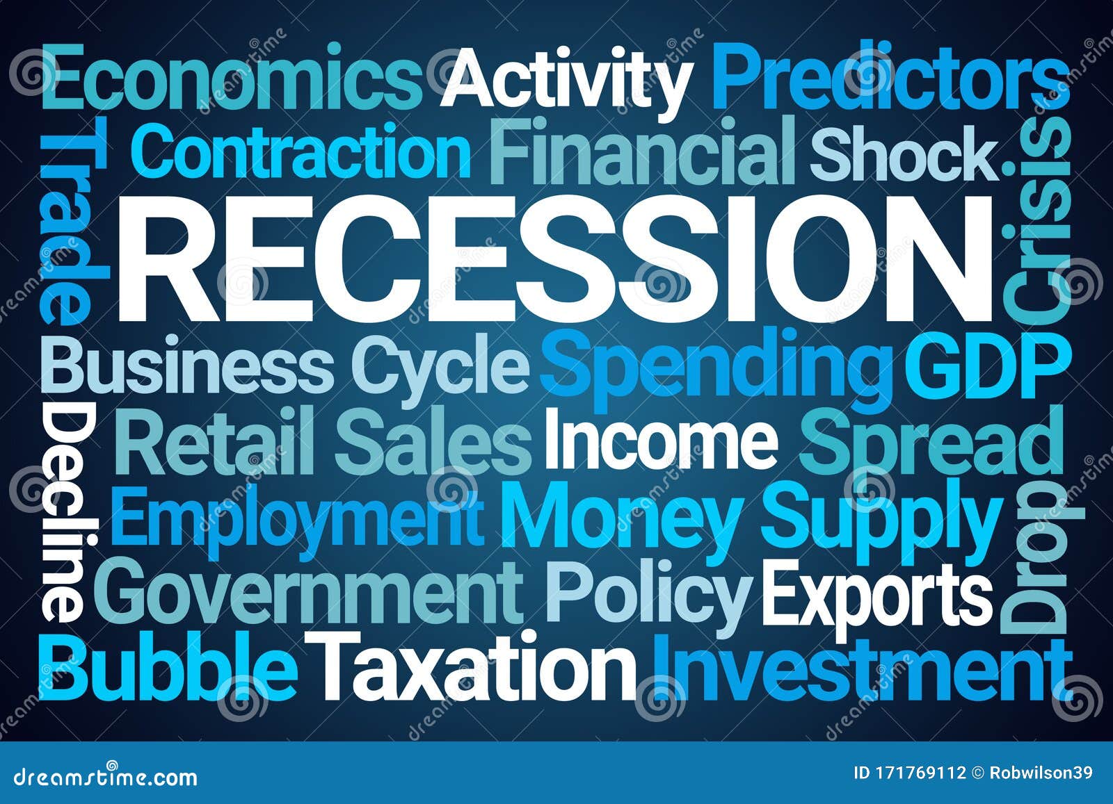 Recession Word Cloud stock illustration. Illustration of global - 171769112