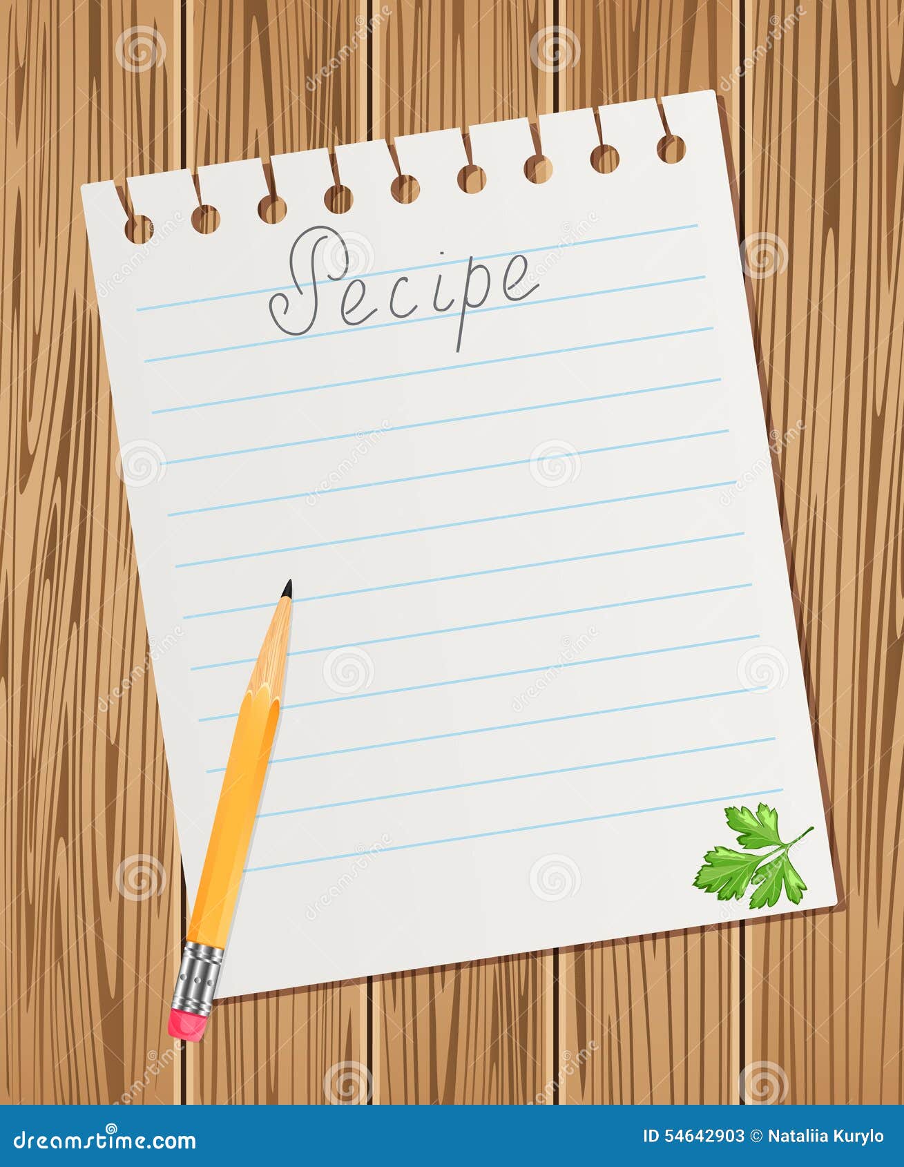 Receta ilustración del vector. Ilustración de cuaderno - 54642903