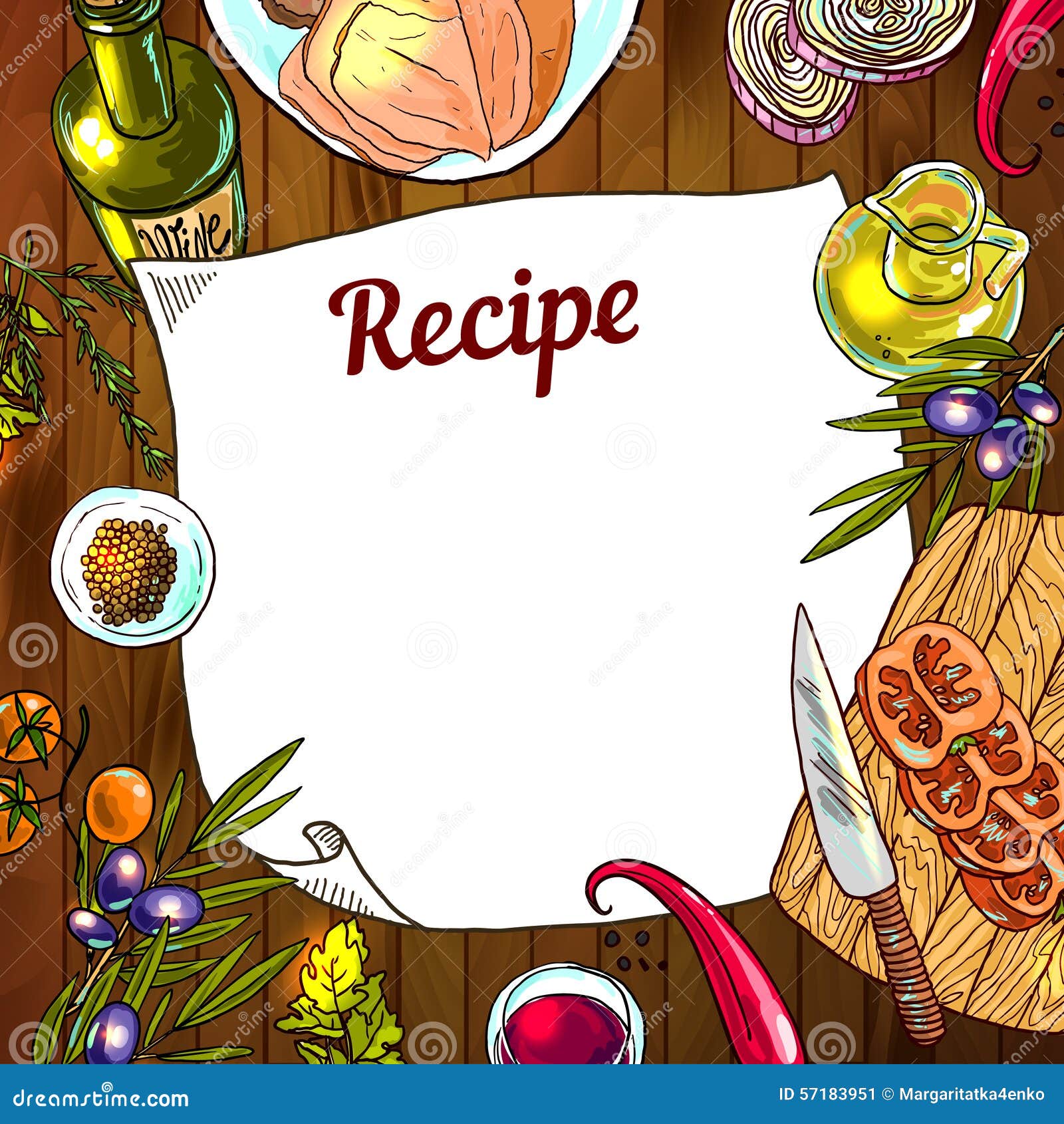 Recette de nourriture illustration de vecteur. Illustration du plaque ...