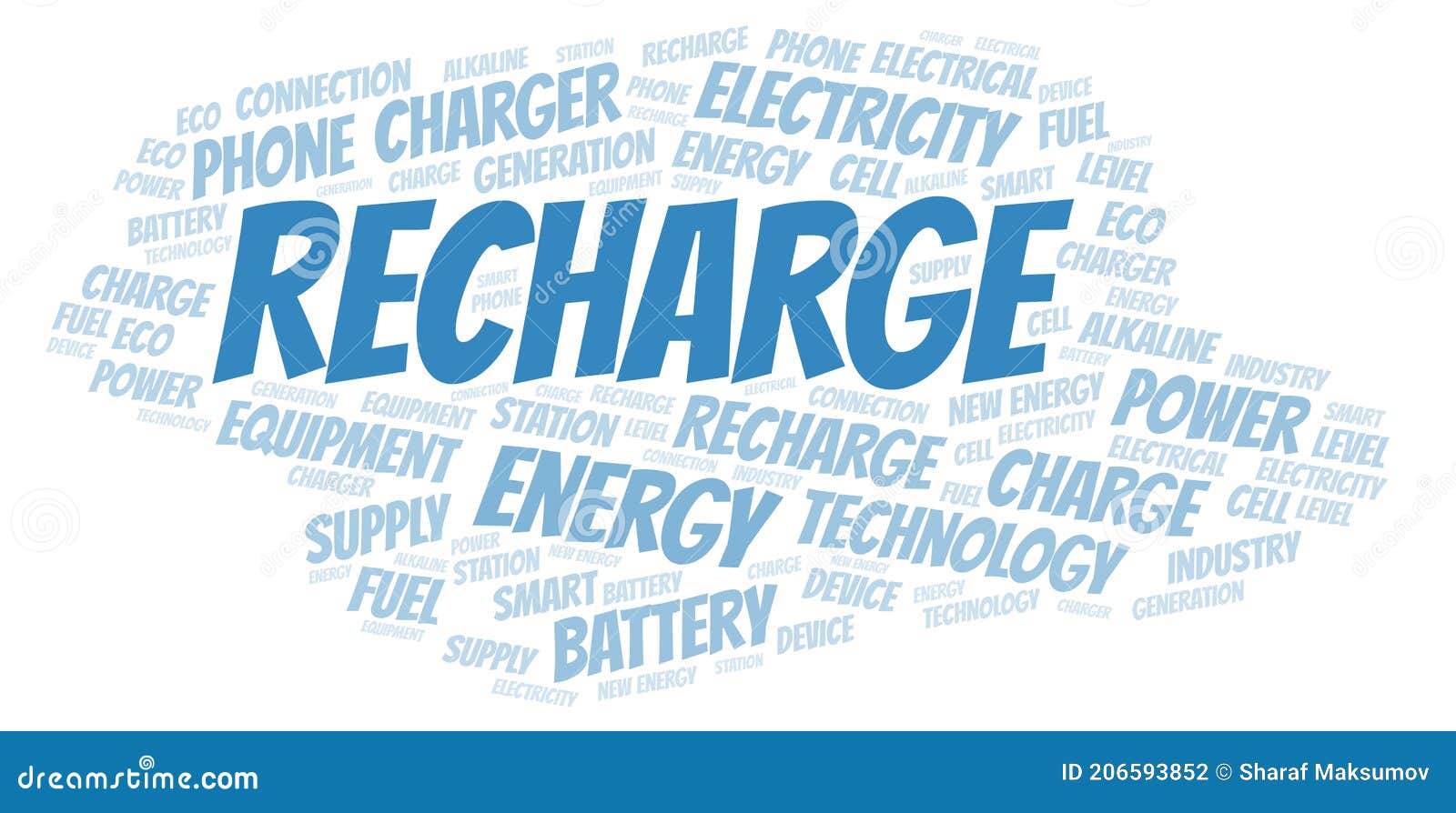 Recharge Typography Word Cloud Create with the Text only. Stock ...