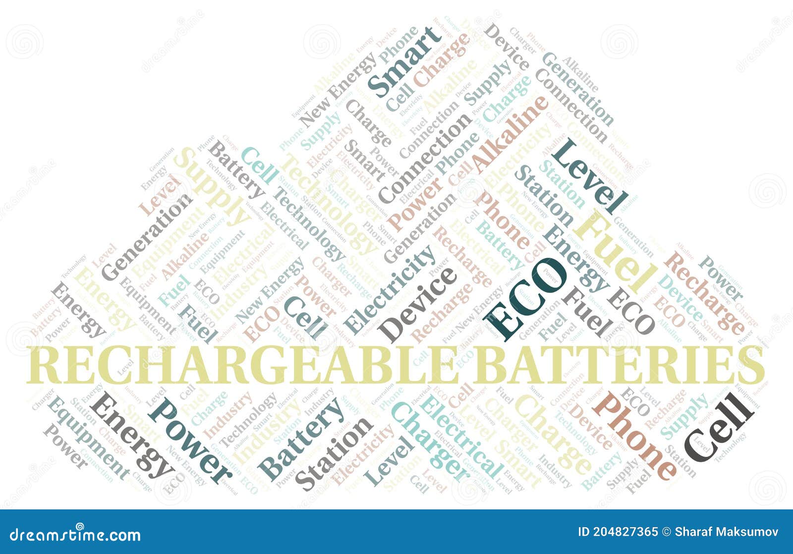 Rechargeable Batteries Typography Word Cloud Create with the Text only ...
