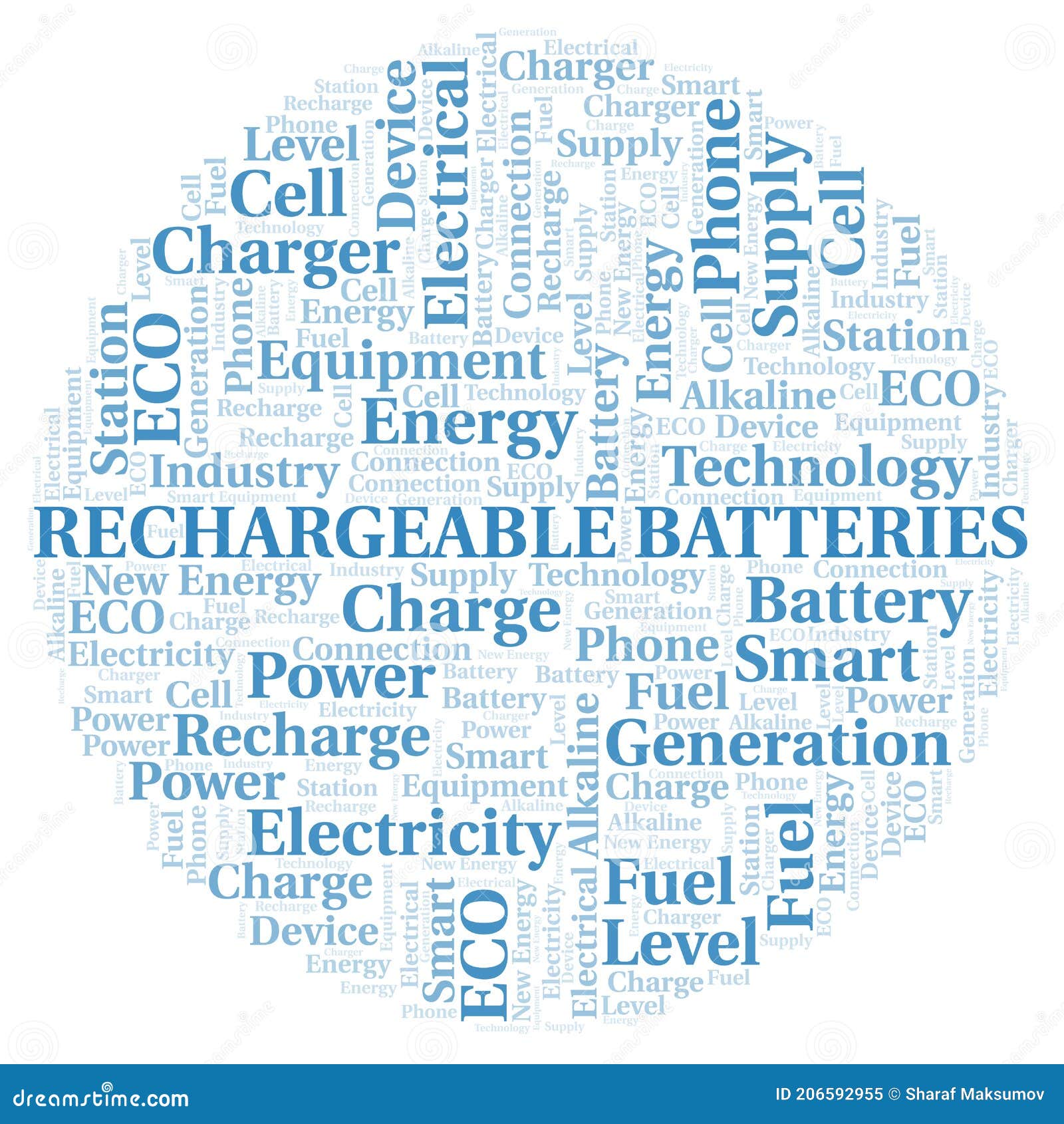 Rechargeable Batteries Typography Word Cloud Create with the Text only ...