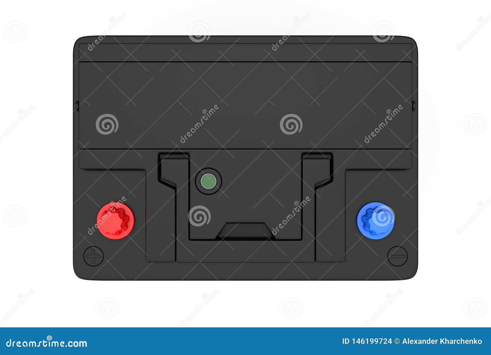 Rechargeable Car Battery Top View. 3d Rendering Stock Illustration ...