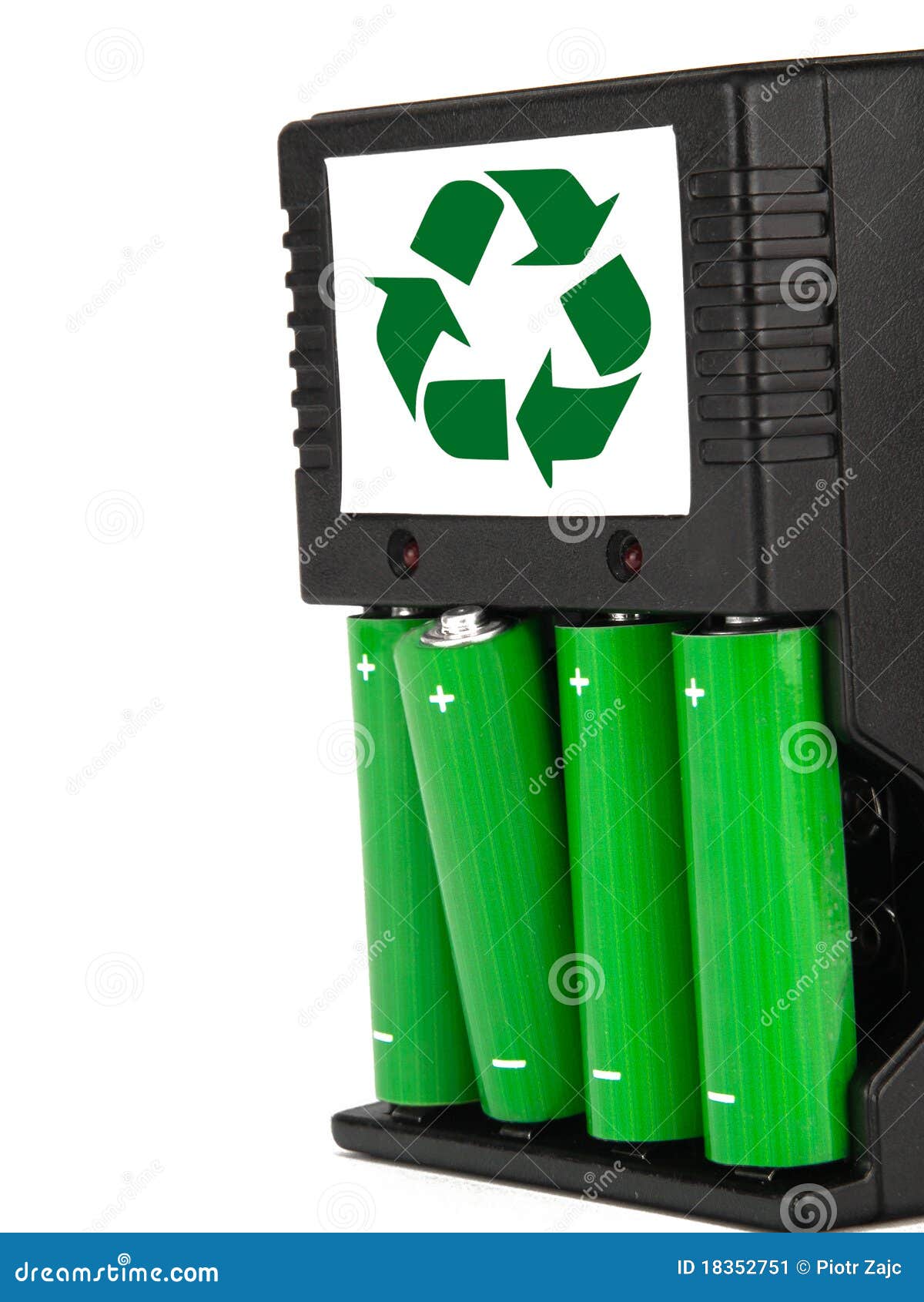 Rechargeable Green Batteries with Black Charger on Stock Image - Image ...